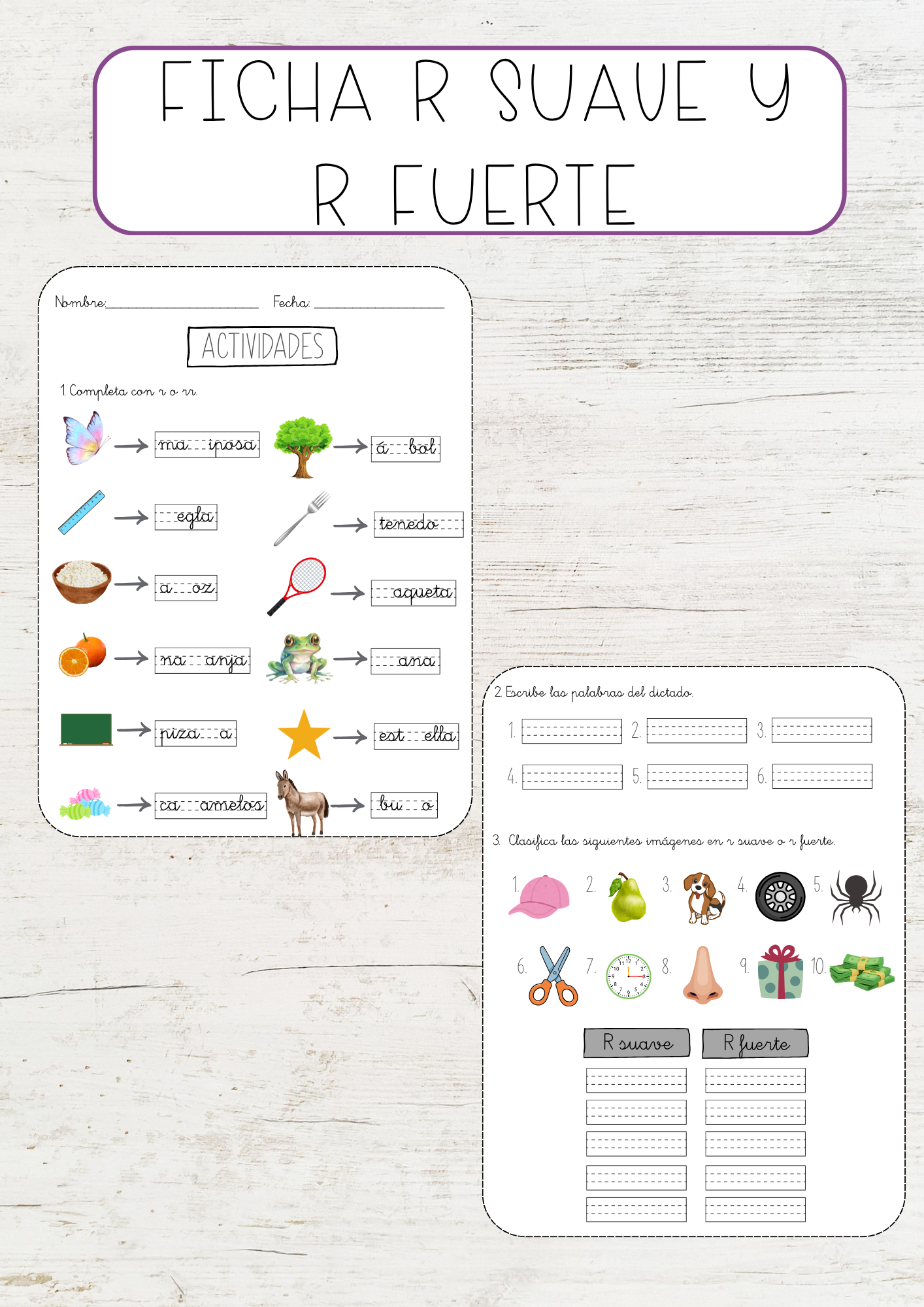 Ficha de ortografía - R suave y R fuerte - material de la siguiente ...