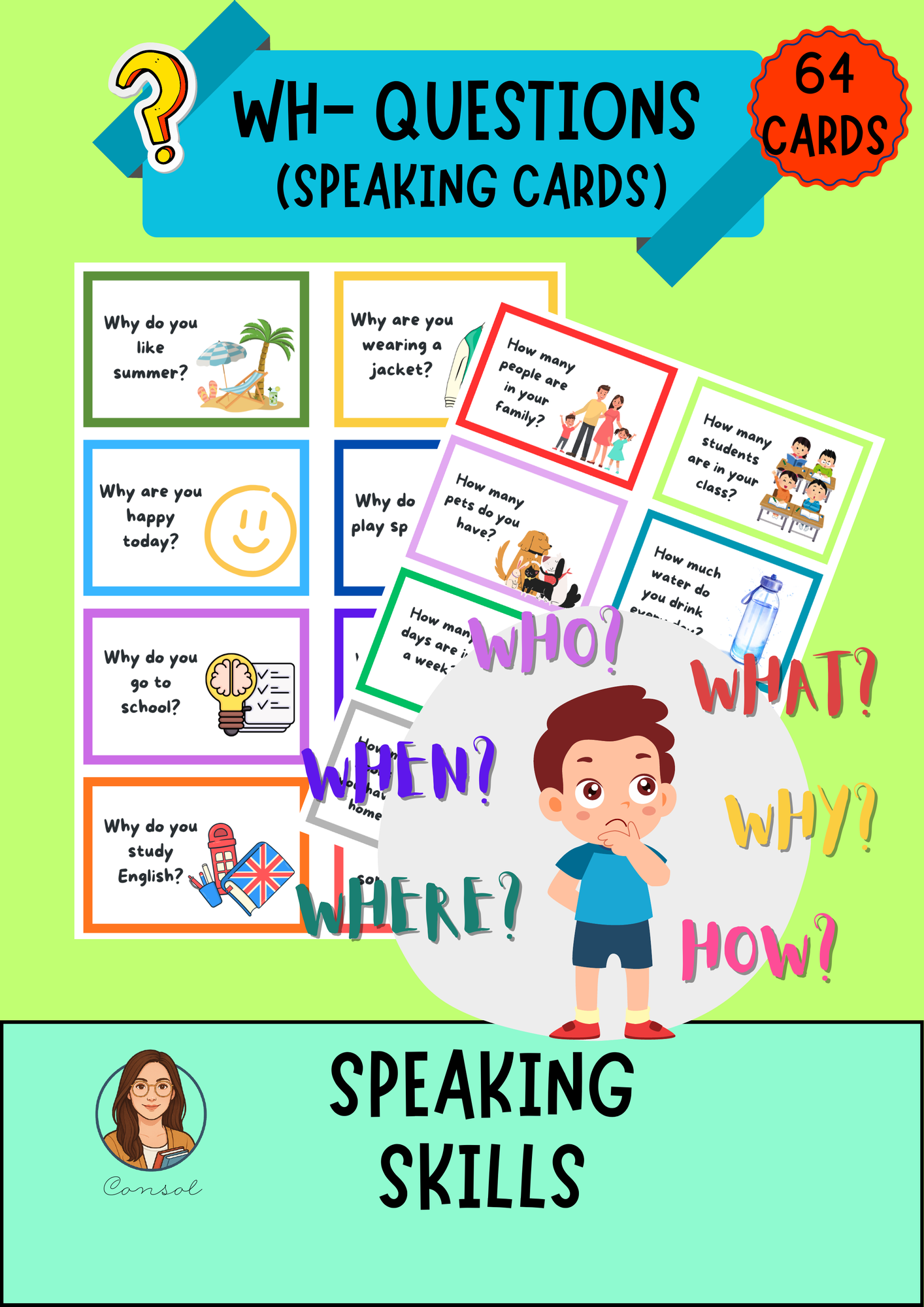 Wh-questions - Speaking Cards / Tarjetas de conversación en inglés ...