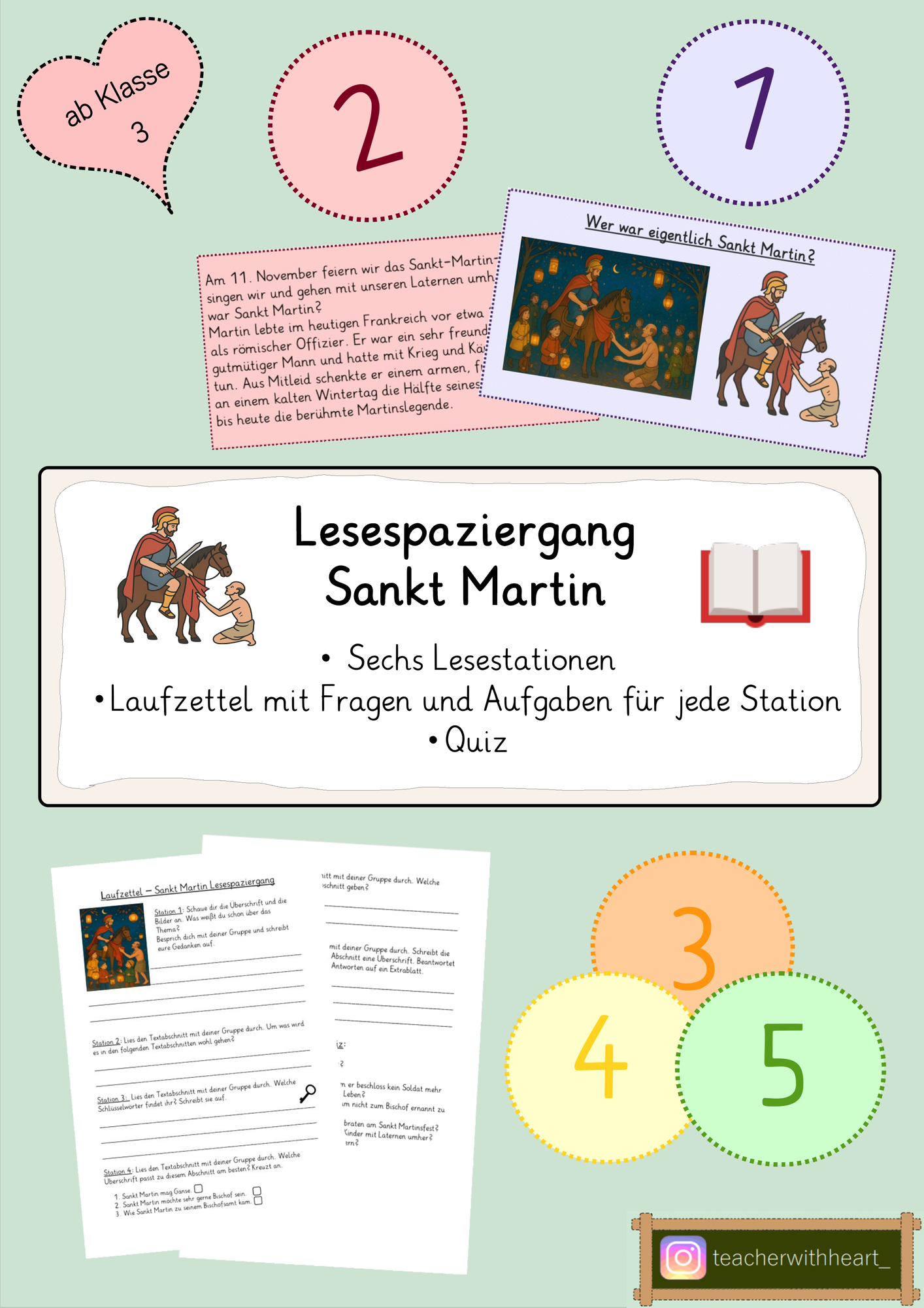 Lesespaziergang Sankt Martin – Unterrichtsmaterial im Fach Deutsch