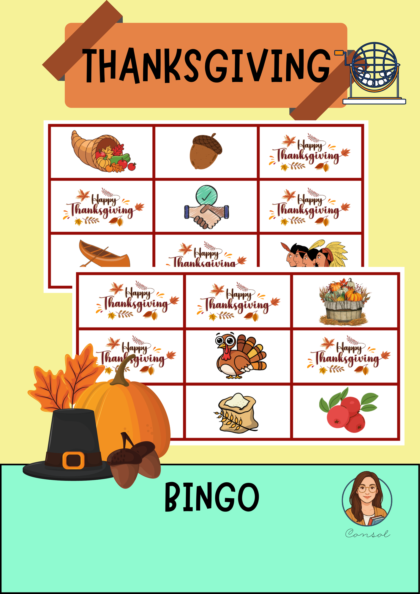 Thanksgiving BINGO - Juego de vocabulario - material de la siguiente ...