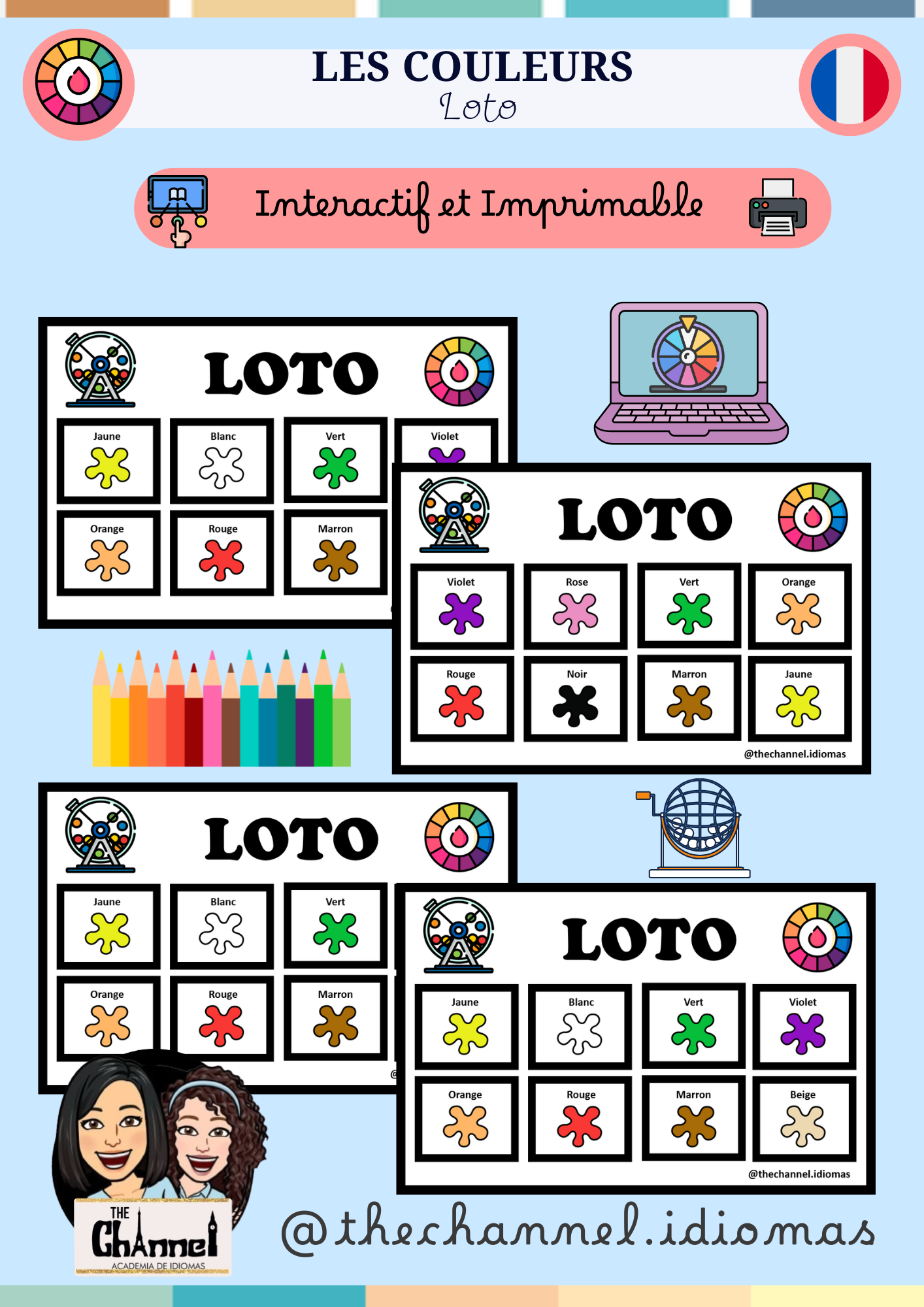 LES COULEURS – Loto avec roue interactive – Unterrichtsmaterial im Fach ...