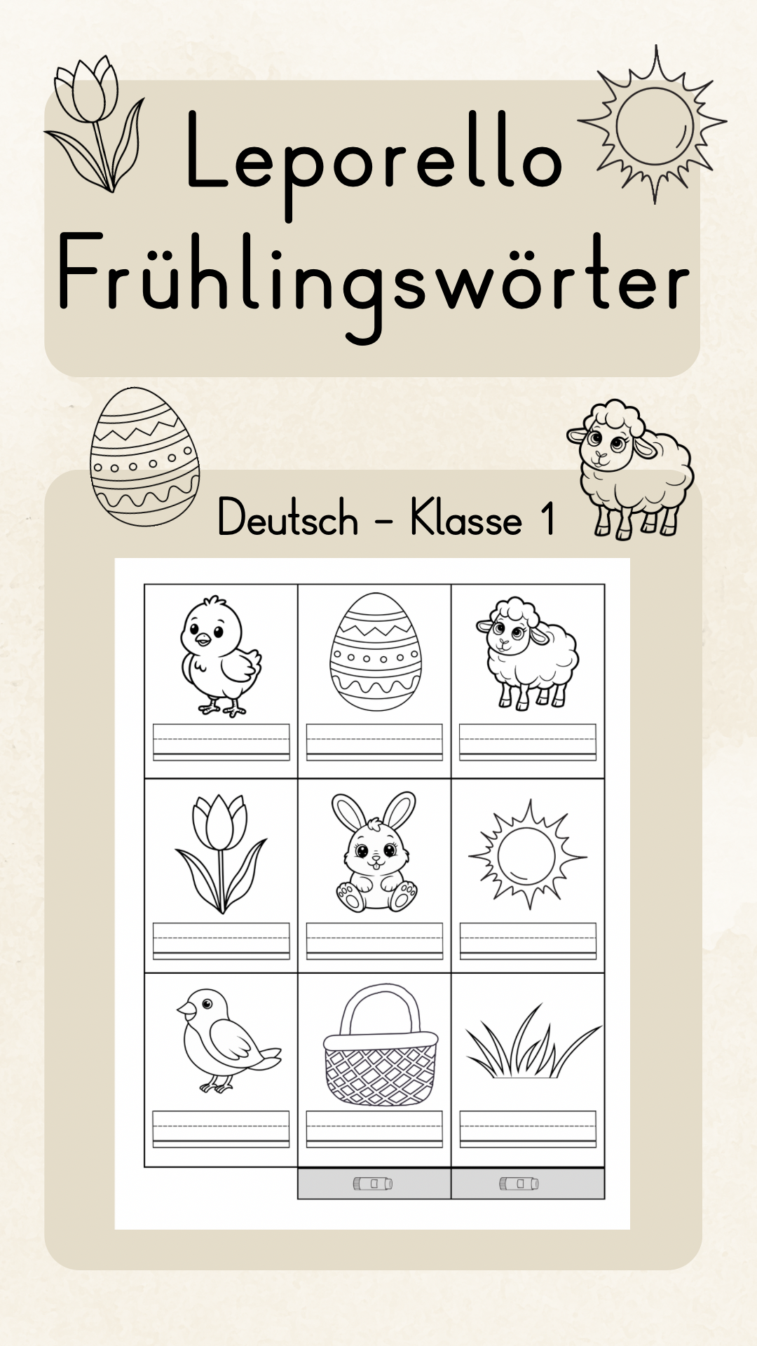 Leporello Frühlingswörter (Klasse 1) – Unterrichtsmaterial im Fach Deutsch