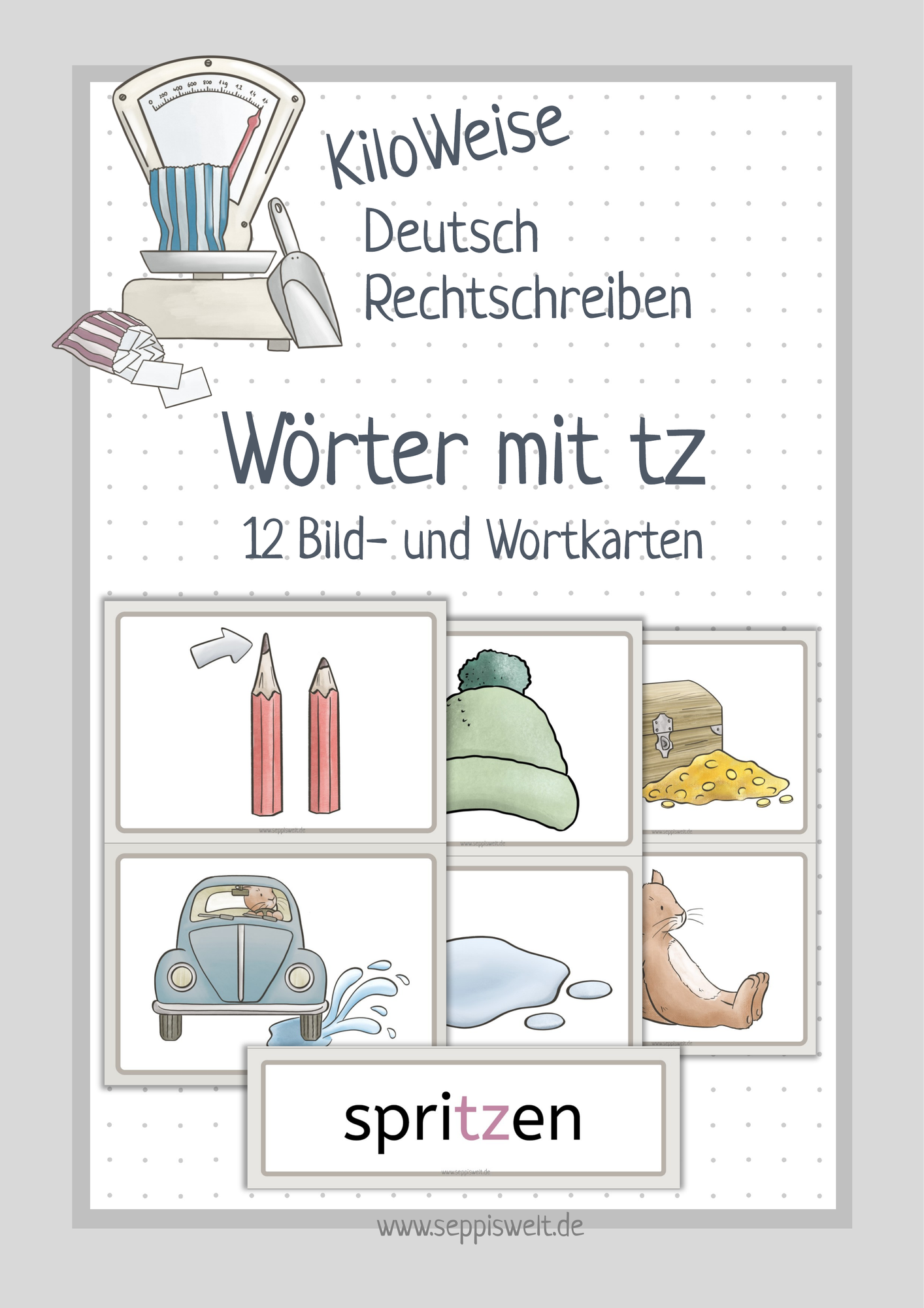 Bild- und Wortkarten: Wörter mit tz – Unterrichtsmaterial im Fach Deutsch