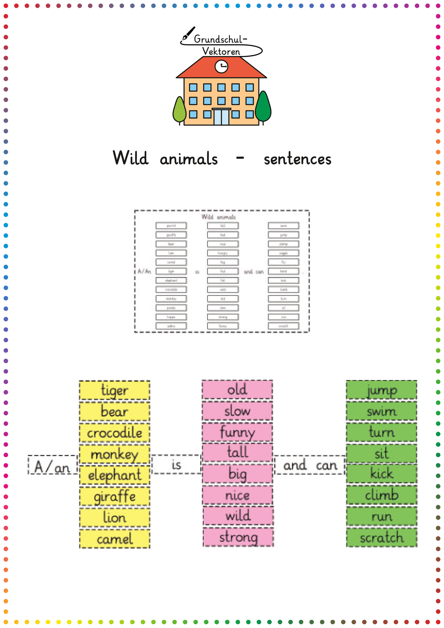 Wild animals - sentences – Unterrichtsmaterial im Fach Englisch