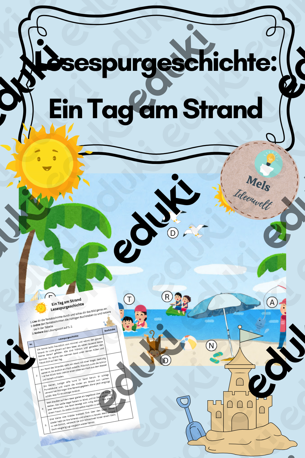 Lesespurgeschichte: Ein Tag am Strand – Unterrichtsmaterial im Fach Deutsch