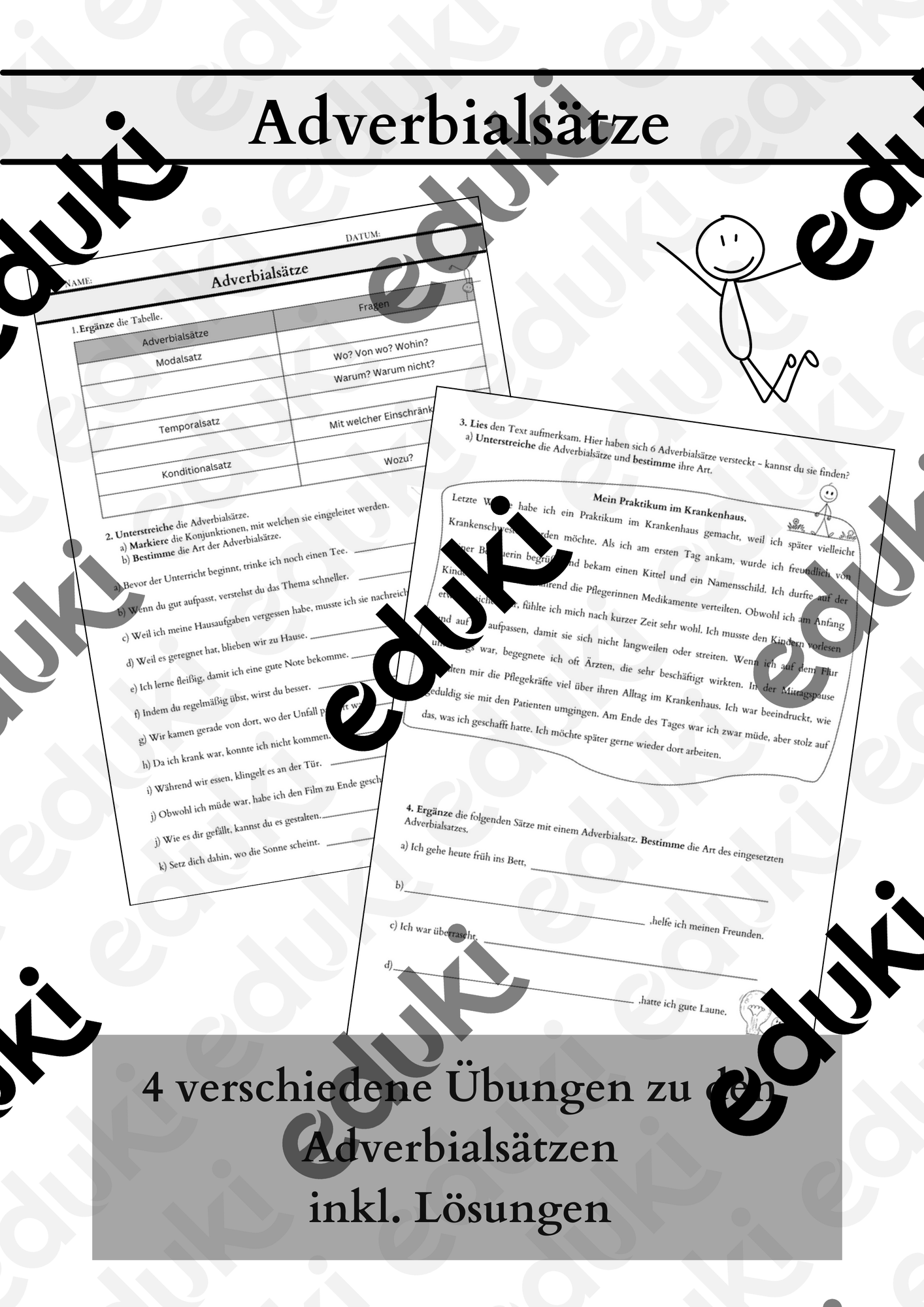 Adverbialsätze - Übungen – Unterrichtsmaterial im Fach Deutsch