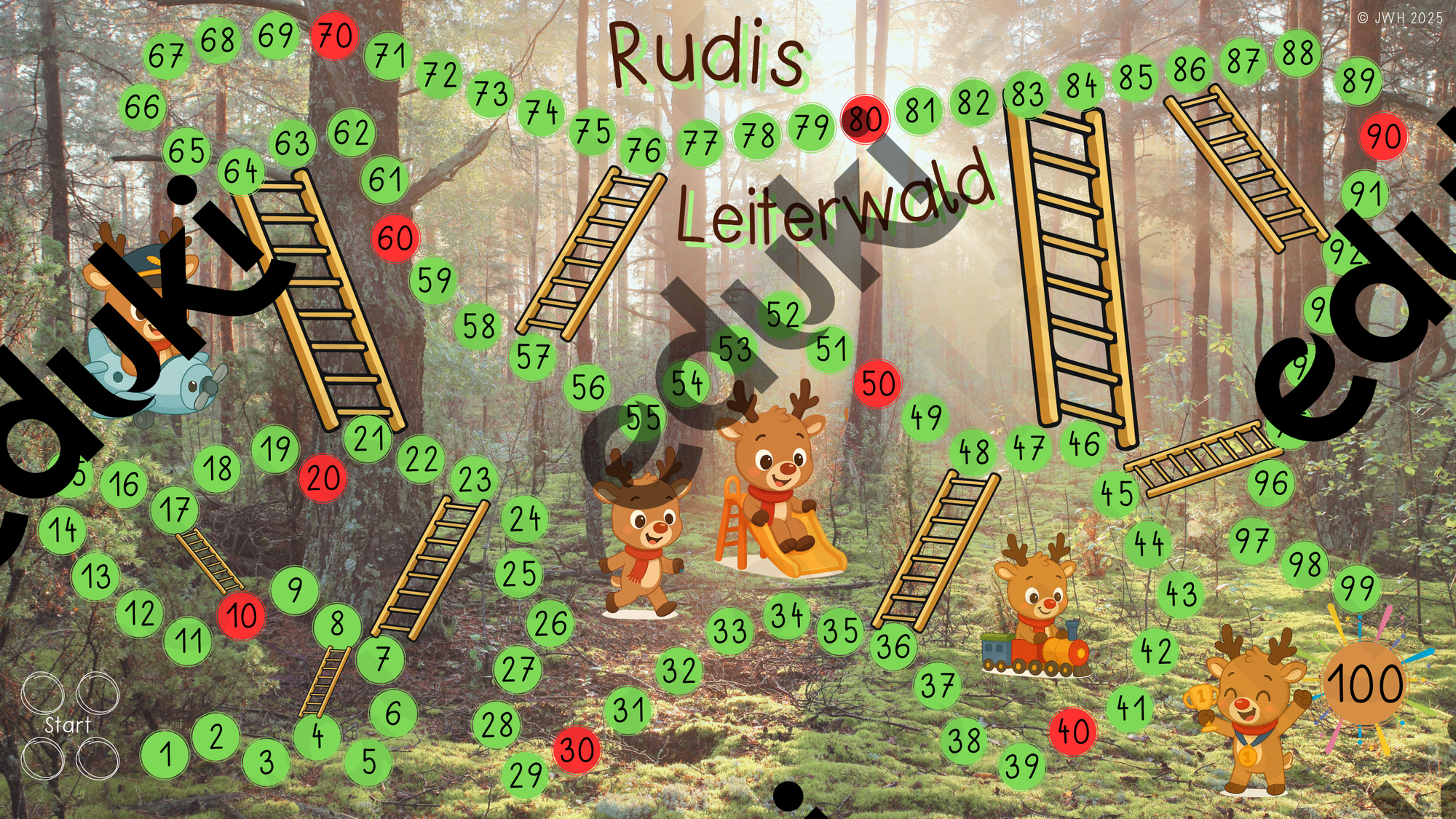 Leiterspiel zum Zahlenraum 100 mit Elch Rudi – Unterrichtsmaterial im ...
