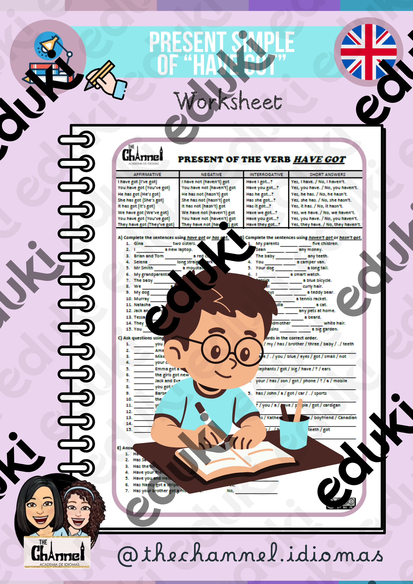 PRESENT SIMPLE OF “HAVE GOT” – Worksheet - Ressource pédagogique pour ...