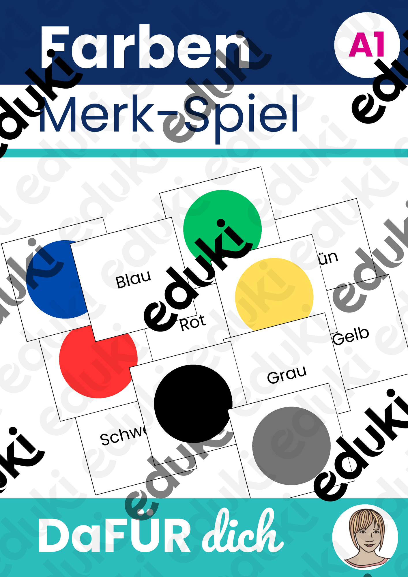 Freebie Merk-Spiel Farben DaF DaZ A1 – Unterrichtsmaterial im Fach DaZ/DaF