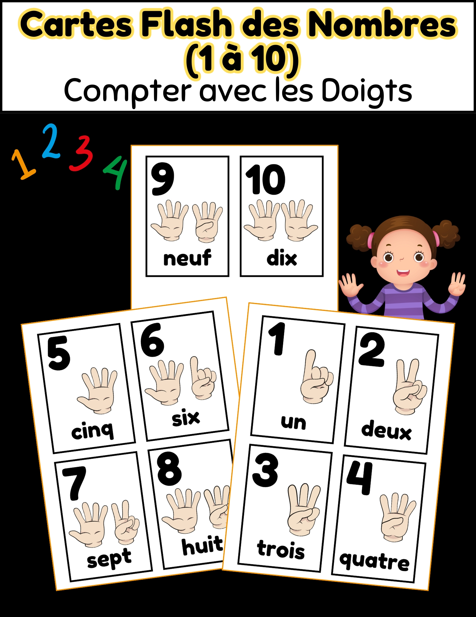Fiches Nombres 1 à 10 : Compter Doigts Maternelle - Ressource ...