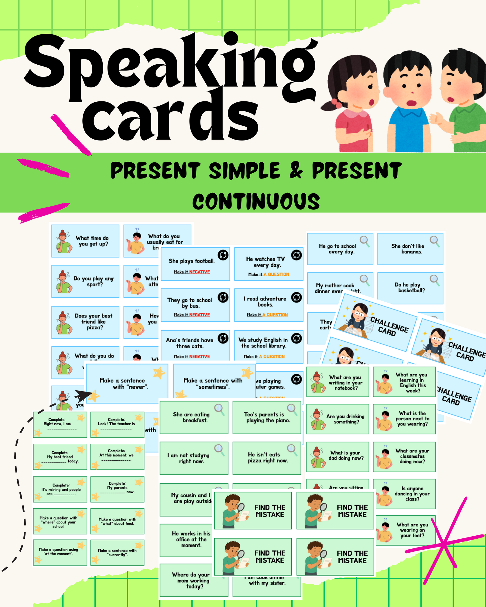 SPEAKING CARDS - Present Simple & Present Continuous - material de la siguiente asignatura ...
