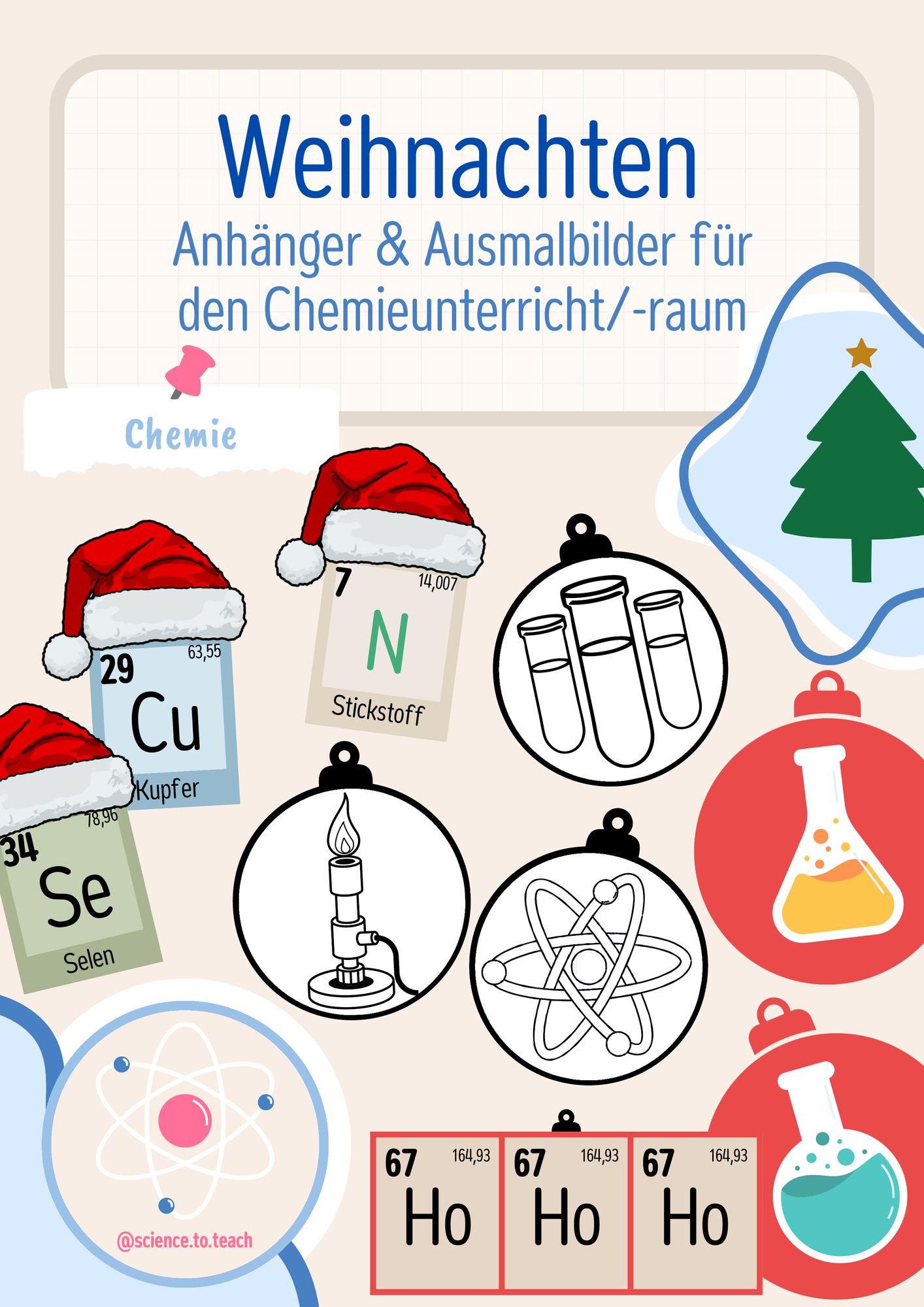 Weihnachten im Chemieraum - Ausmalbilder & Anhänger ...