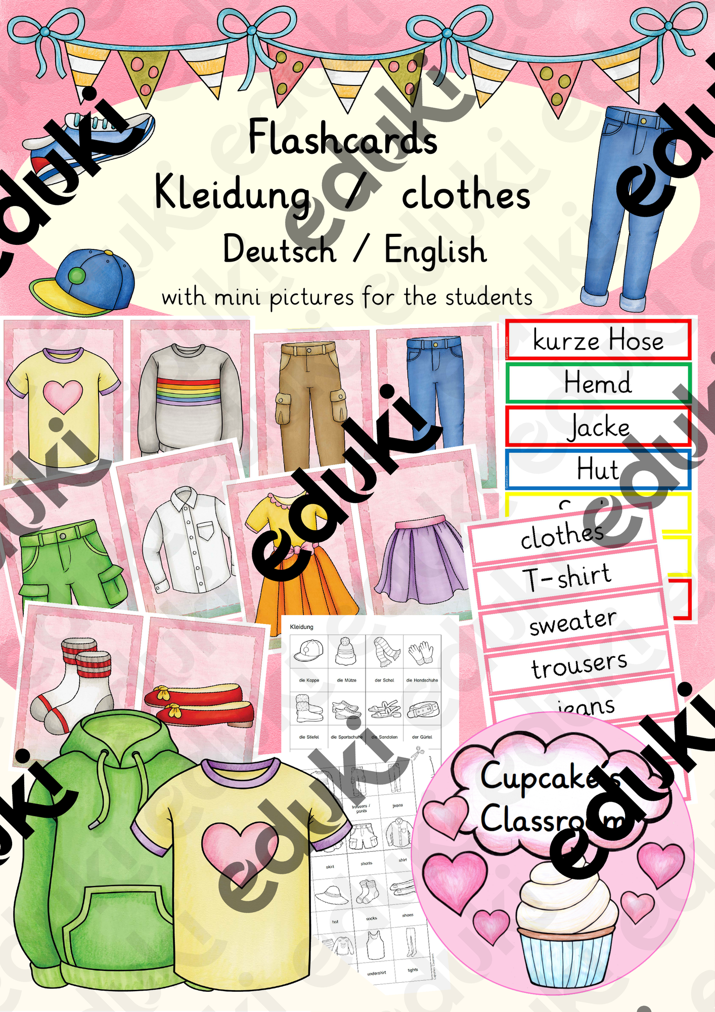 Englisch/Deutsch/DaZ - clothes/ Kleidung - Bildkarten/ flashcards ...