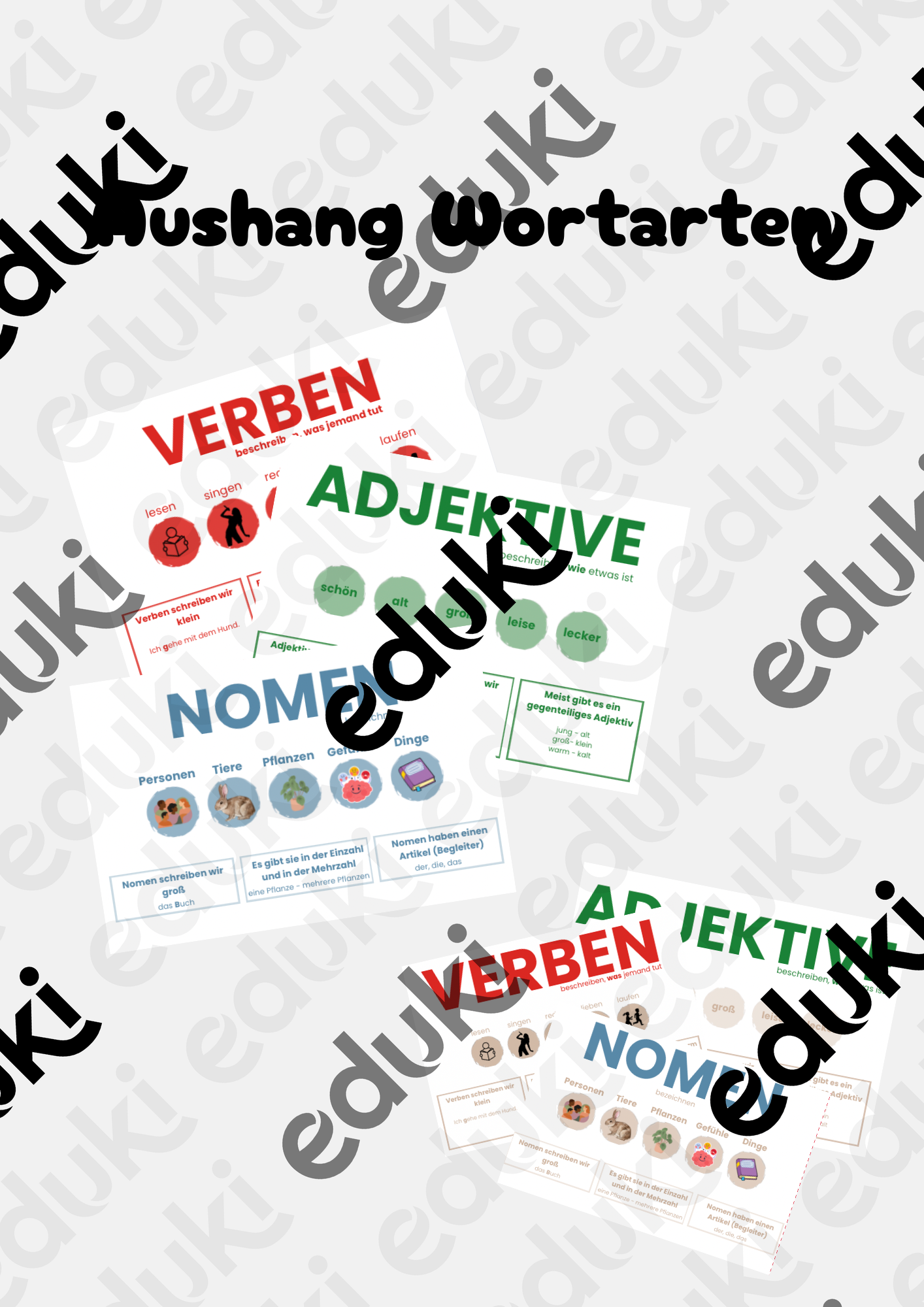 Aushang Wortarten Poster Nomen Verben Adjektive – Unterrichtsmaterial im Fach Deutsch