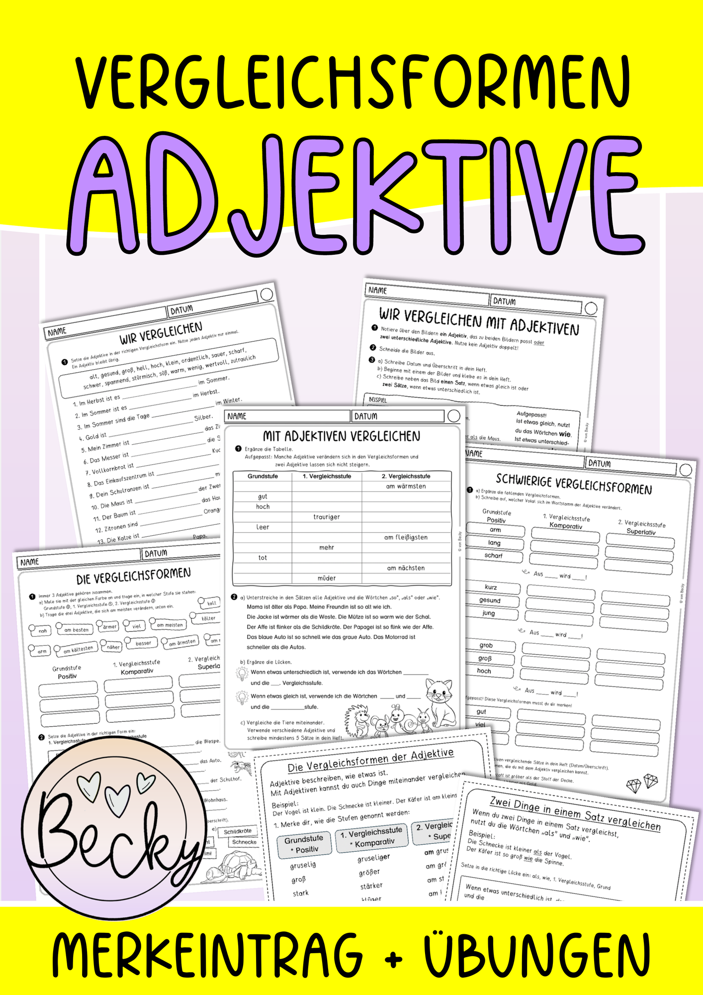 Adjektive - Vergleichsformen, steigern (Klasse 3, 4 ...