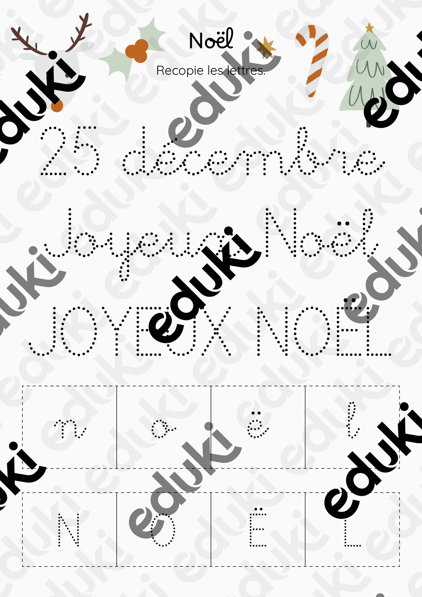 Fiche d’exercice d’écriture – Noël : activité maternelle & cycle 1 ...