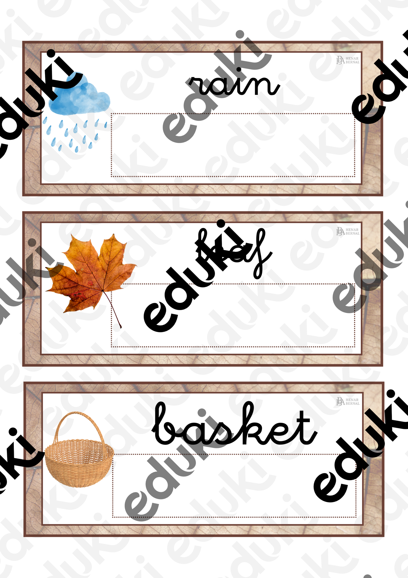 INGLÉS - Lecto-escritura minúscula ligada (otoño) - material didáctico ...