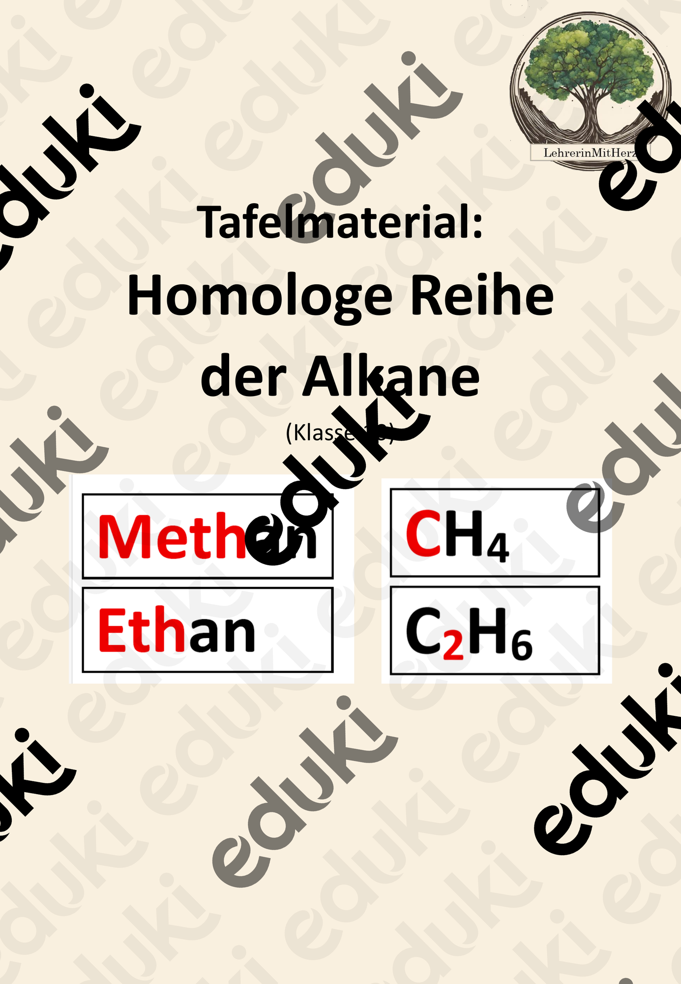 Tafelmaterial: Homologe Reihe der Alkane – Unterrichtsmaterial im Fach ...