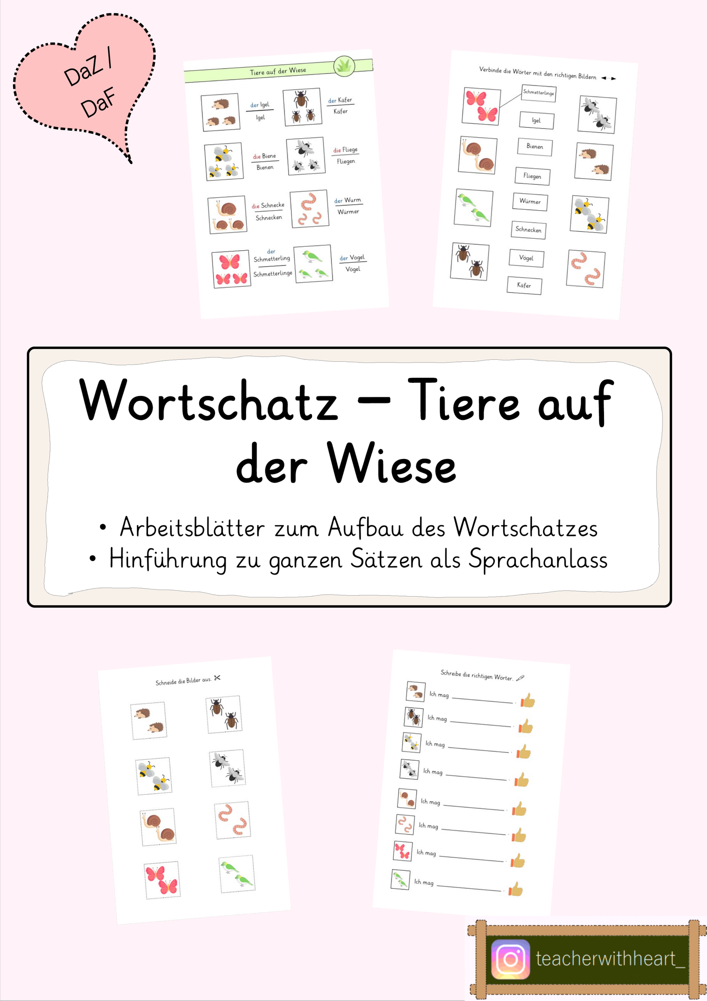 DaZ/ DaF: Wortschatz Tiere auf der Wiese – Unterrichtsmaterial im Fach ...