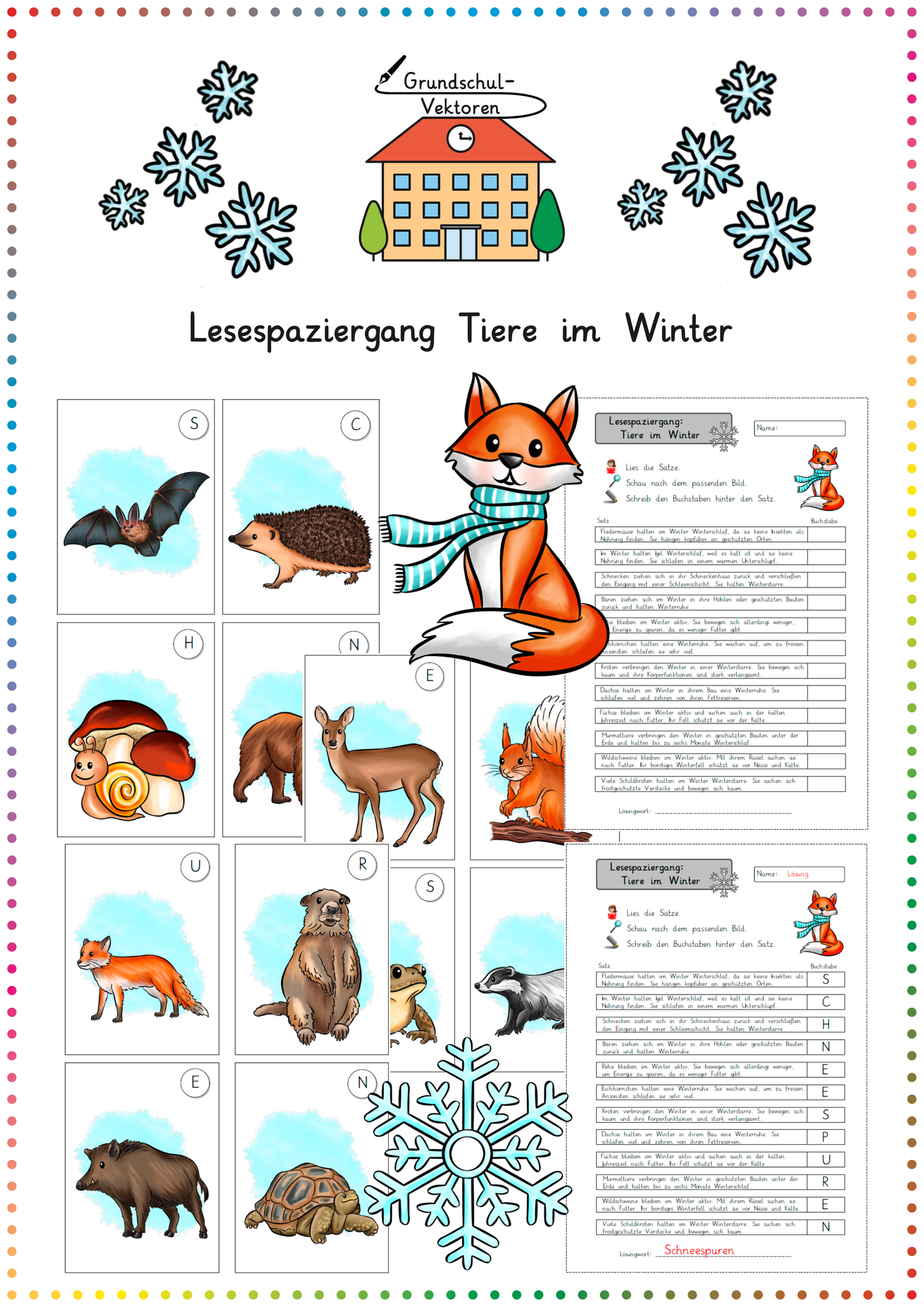 Lesespaziergang Tiere im Winter – Bewegtes Lesetraining zur ...