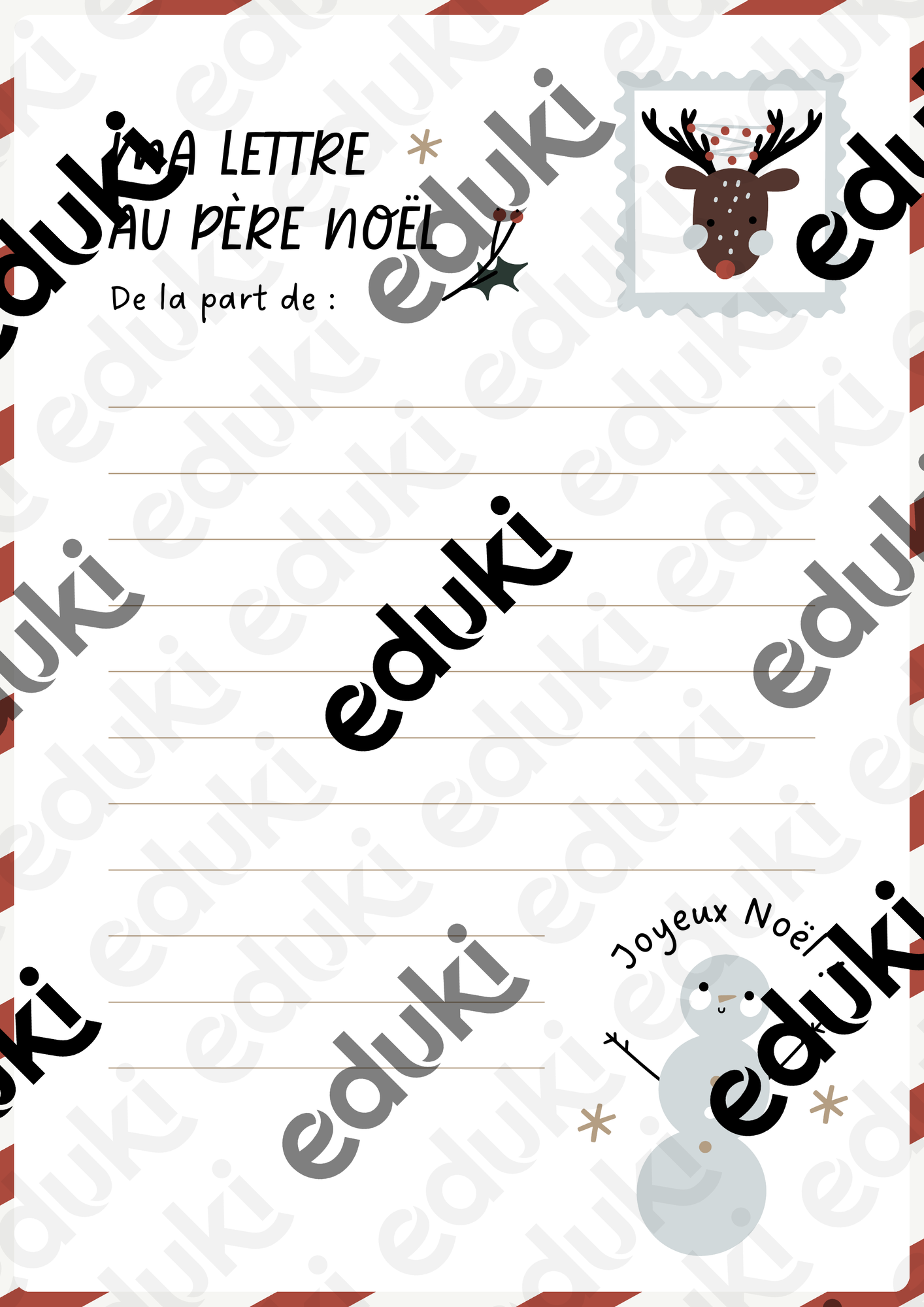 Modèle de Lettre au Père Noël à Imprimer | Activité d’Écriture de Noël ...