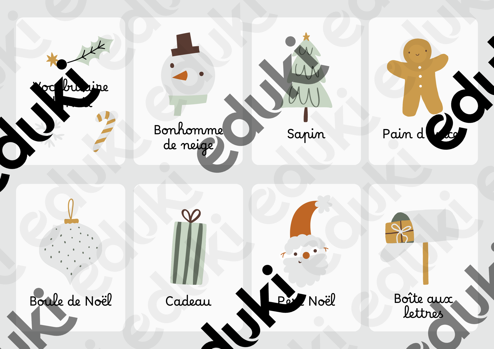 Flashcards Vocabulaire de Noël | Ressource Éducative à Imprimer ...