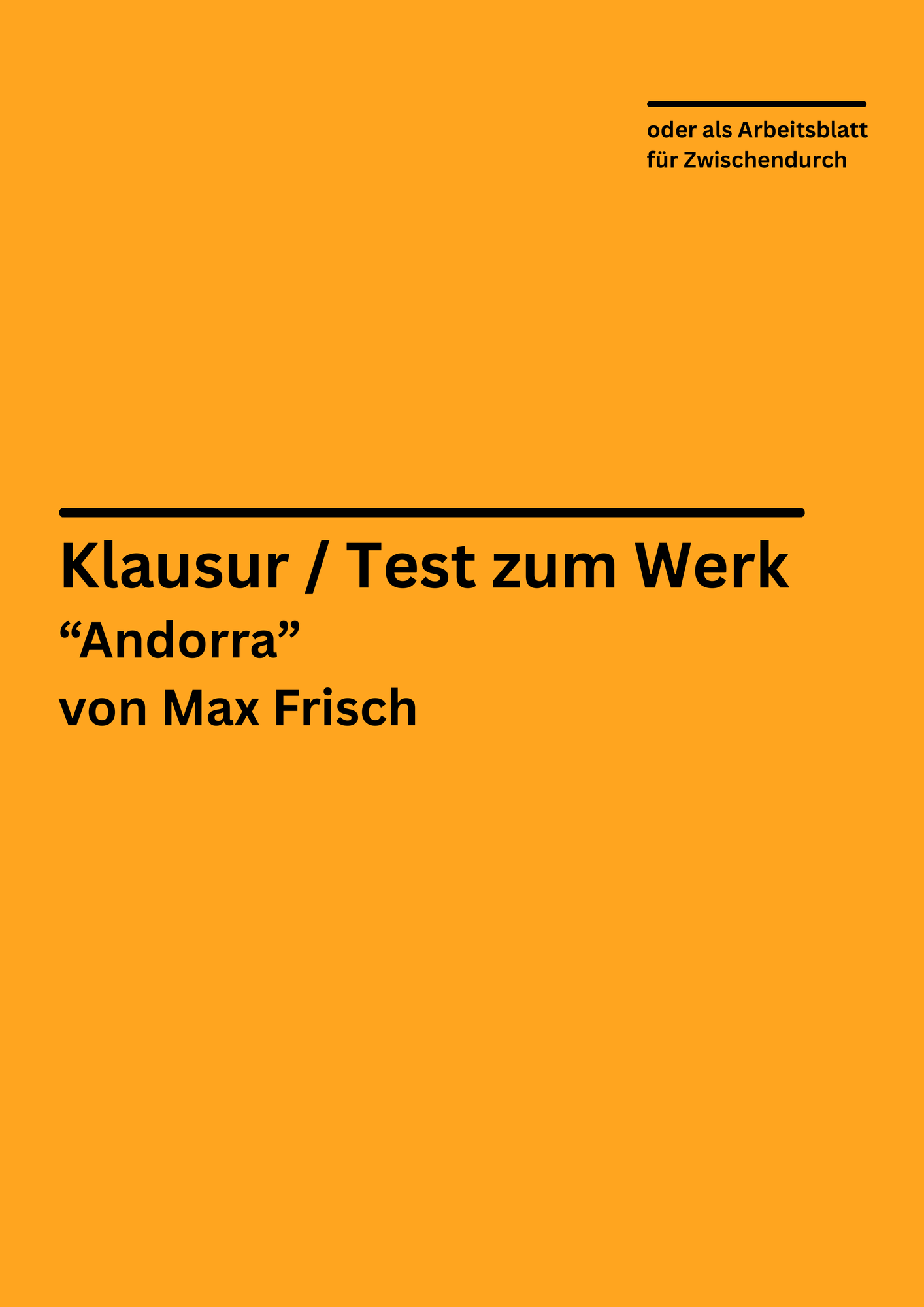 Klausur / Test zu „Andorra“ von Max Frisch – Unterrichtsmaterial im ...