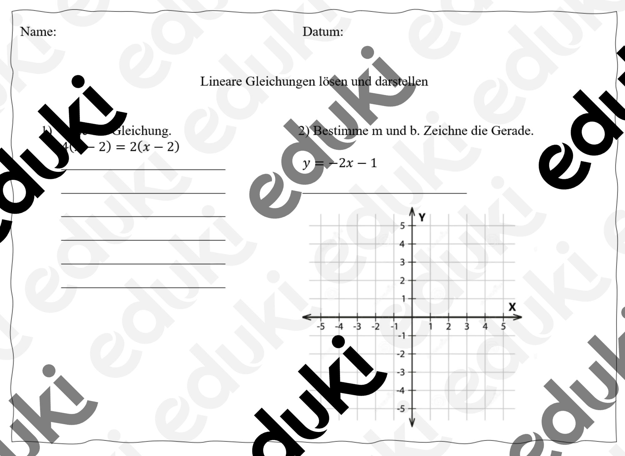 Lineare Gleichungen lösen und darstellen – Unterrichtsmaterial im Fach ...