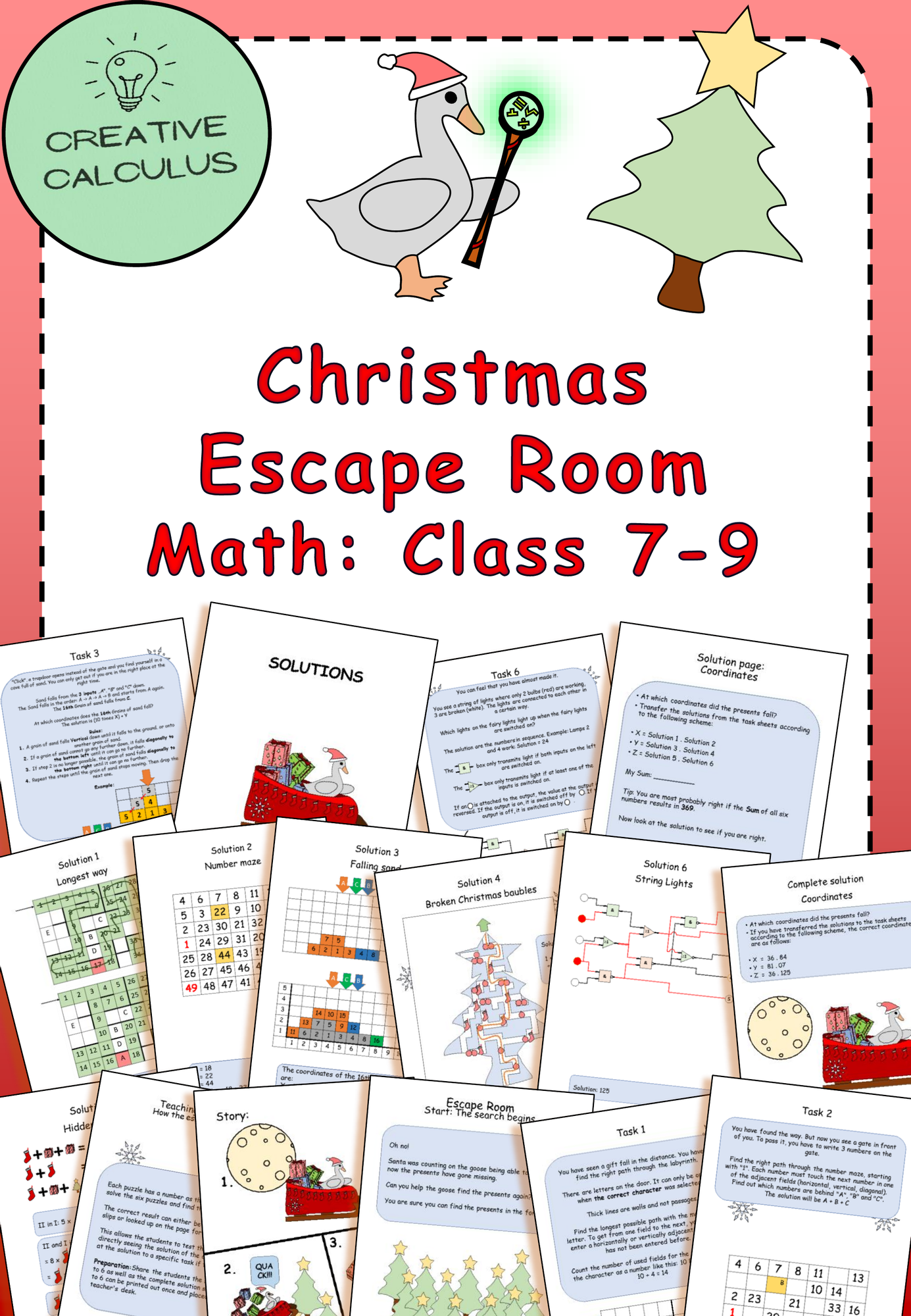 Christmas Escape Room - Math: Class 7-9: English Version – Unterrichtsmaterial in den Fächern ...