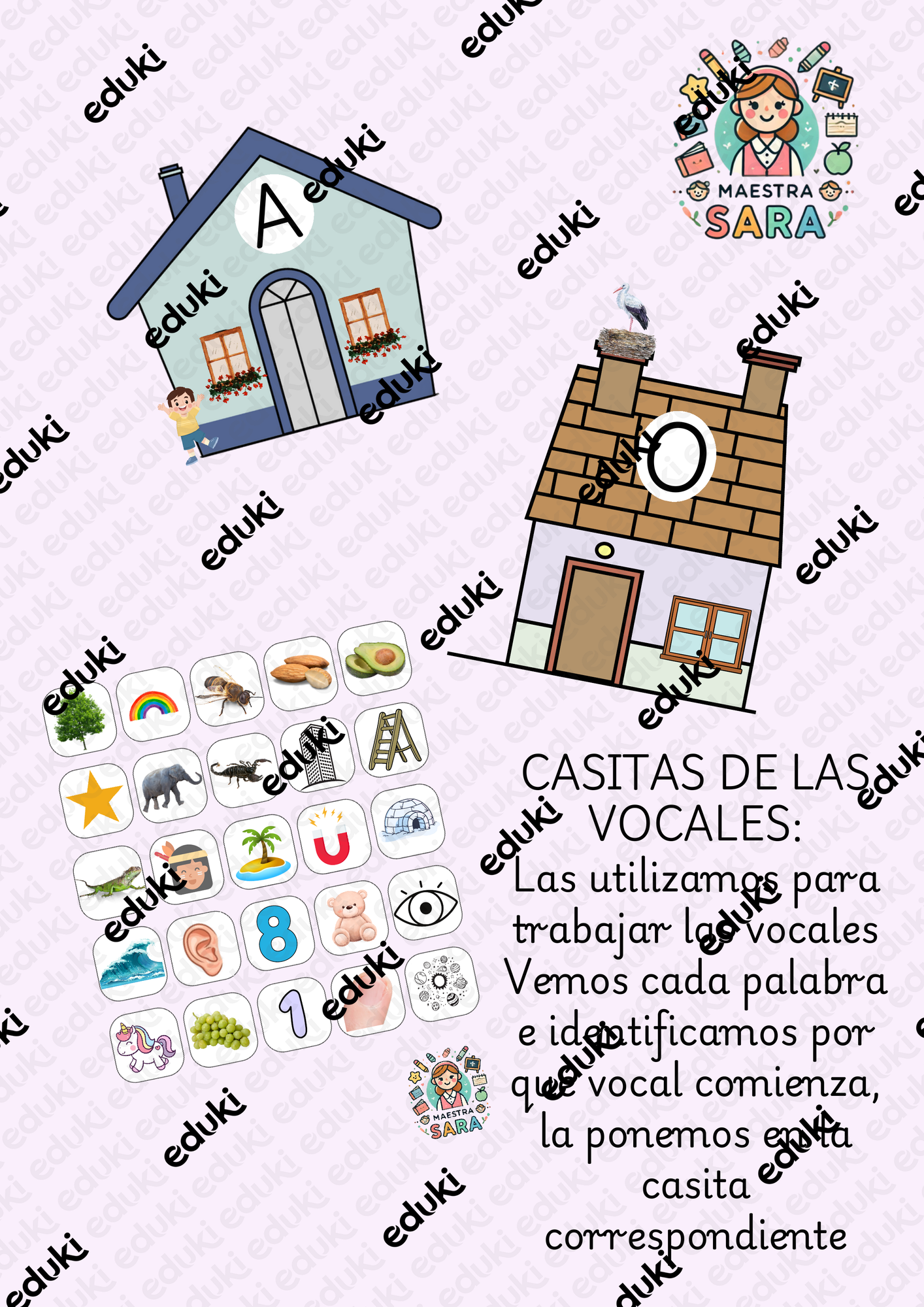 CASITAS PARA TRABAJAR LAS VOCALES - material de la siguiente asignatura ...