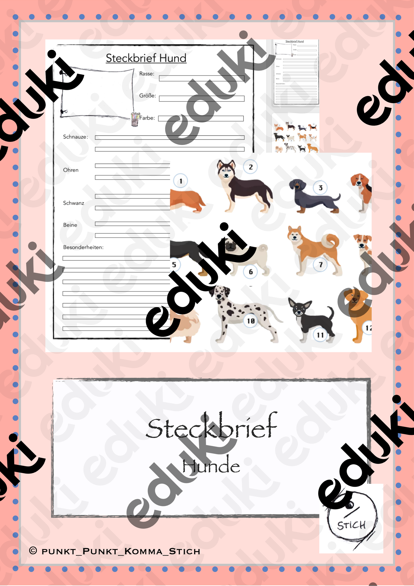 Steckbrief - Hunde – Unterrichtsmaterial im Fach Deutsch
