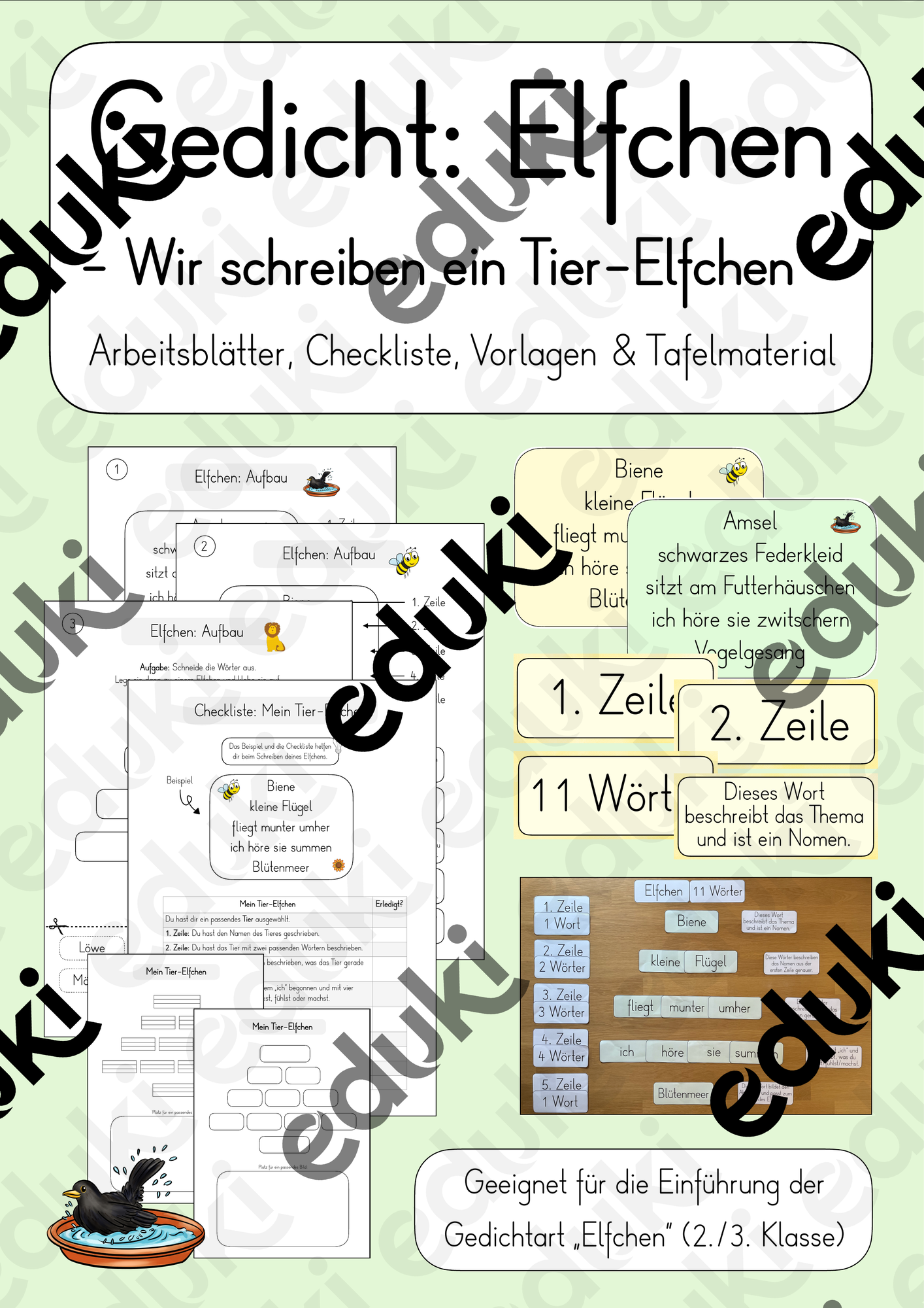 Gedicht: Elfchen schreiben (2./3. Klasse: Tier-Elfchen ...