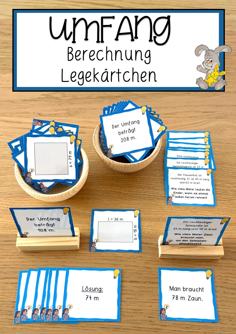 Umfang Berechnung Legekärtchen – Unterrichtsmaterial im Fach Mathematik