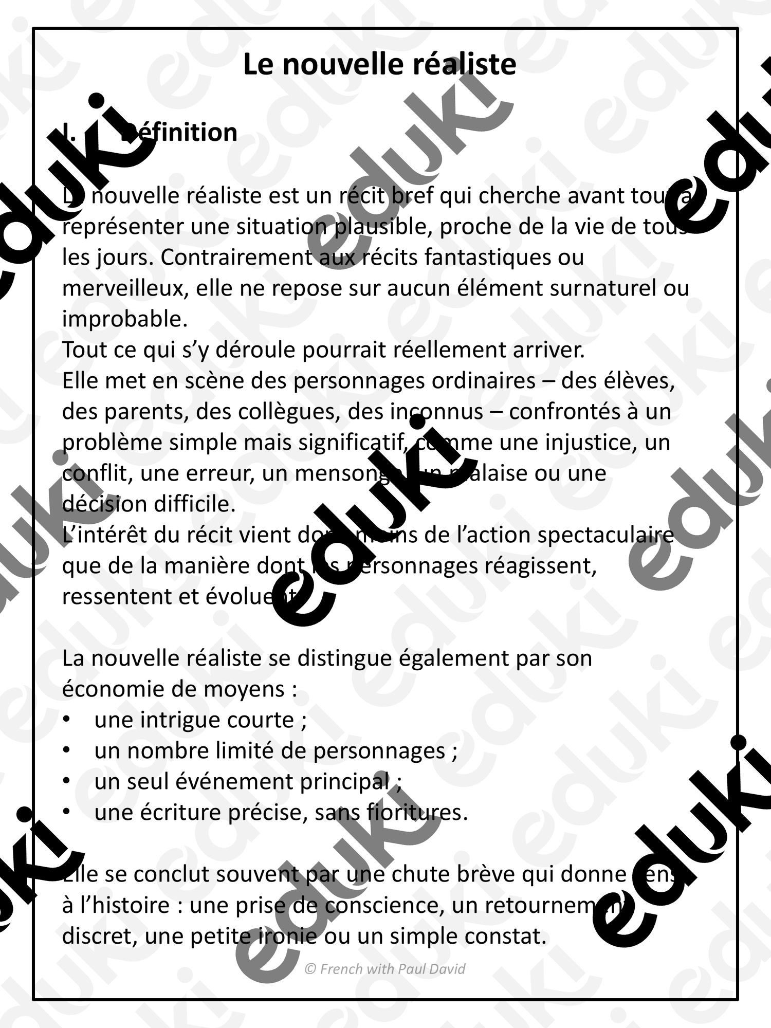 La nouvelle réaliste - caractéristiques et structure - Ressource ...