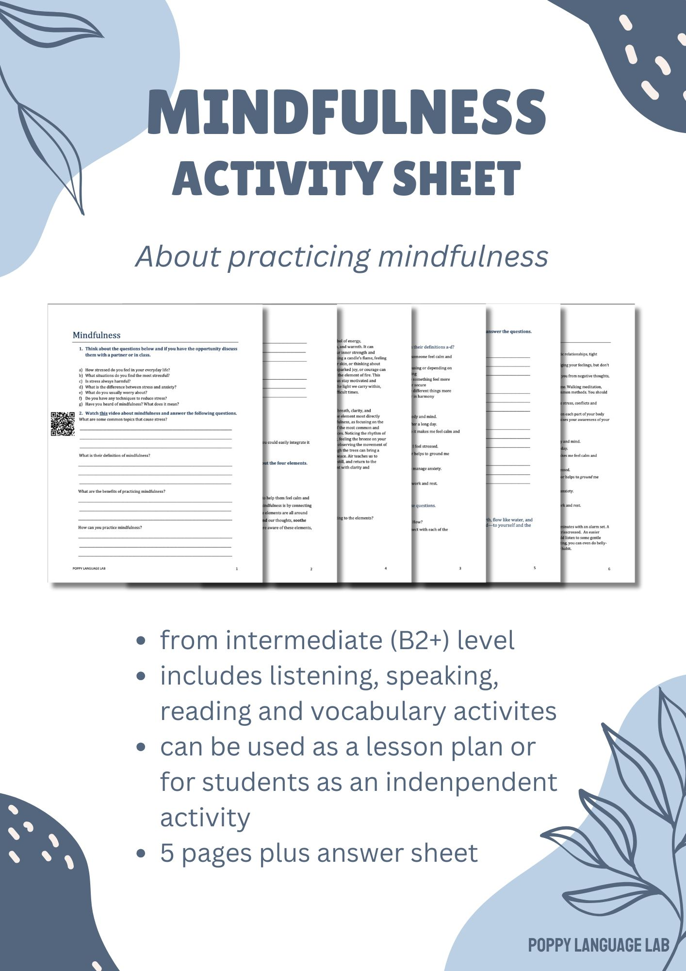 Mindfulness Activity Sheet/ Lesson Plan - Ressource pédagogique pour ...