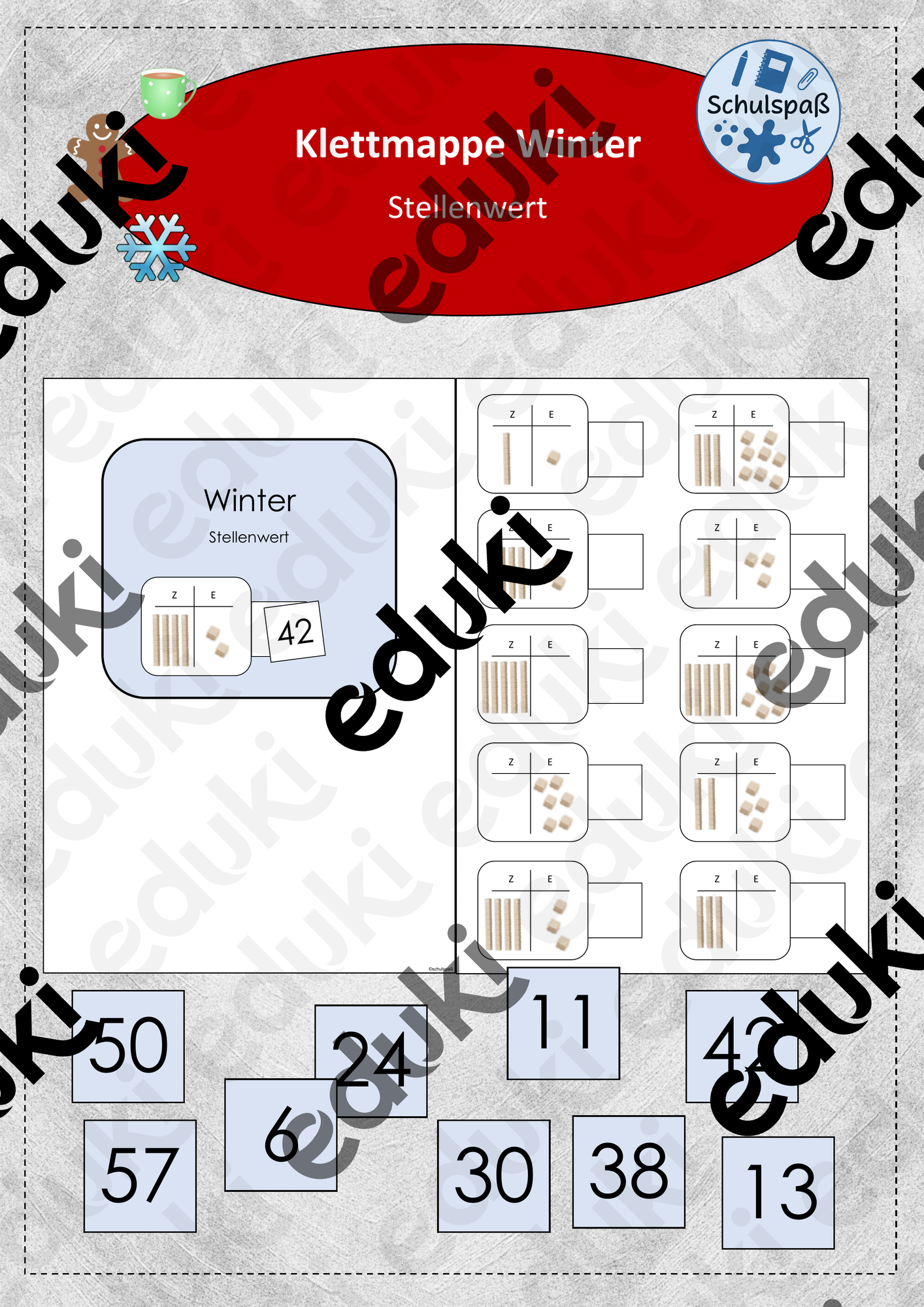 Klettmappe (TEACCH-Mappe) zum Stellenwert - Thema Winter ...