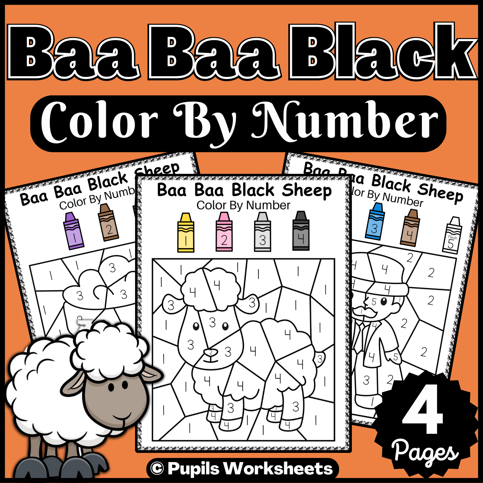 Baa Baa Black Sheep Color by Number | ESL Nursery Rhyme ...