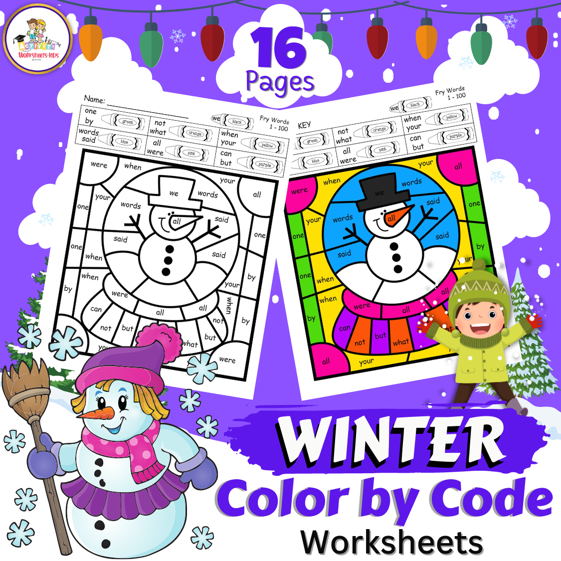 WINTER Color By Sight Words | Color by Code Task – Unterrichtsmaterial ...