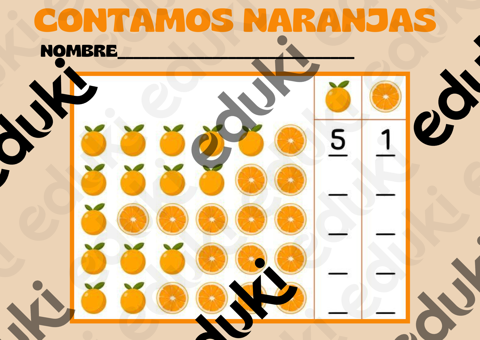 FICHA CONTEO DE NARANJAS - material didáctico de las asignaturas ...