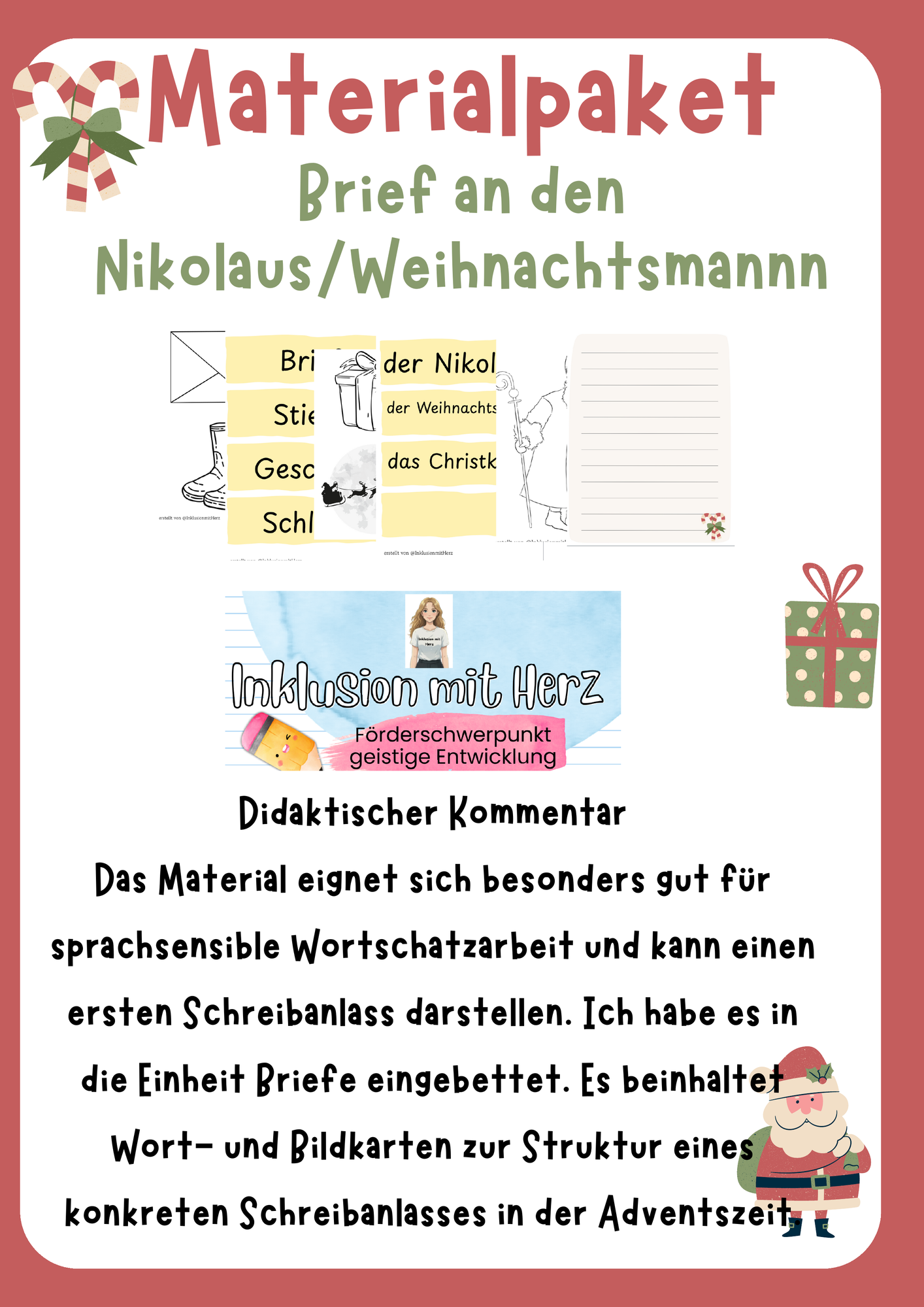 Materialpaket Wortschatz Briefe rund um Weihnachten ...