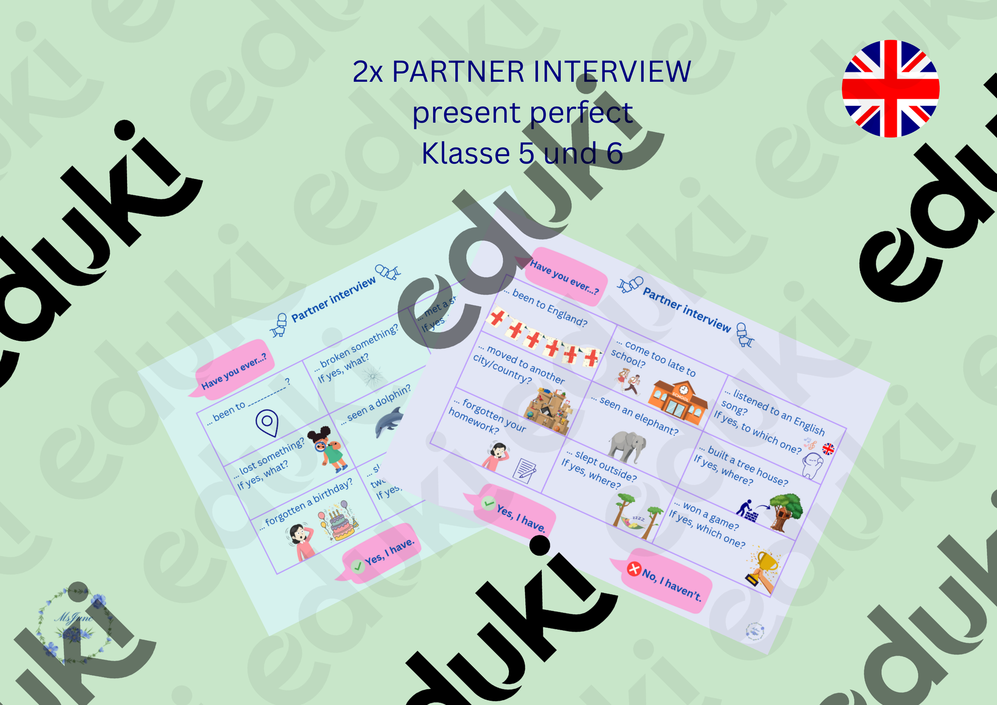Partner interview- questions in the present perfect- MsJune – Unterrichtsmaterial im Fach Englisch