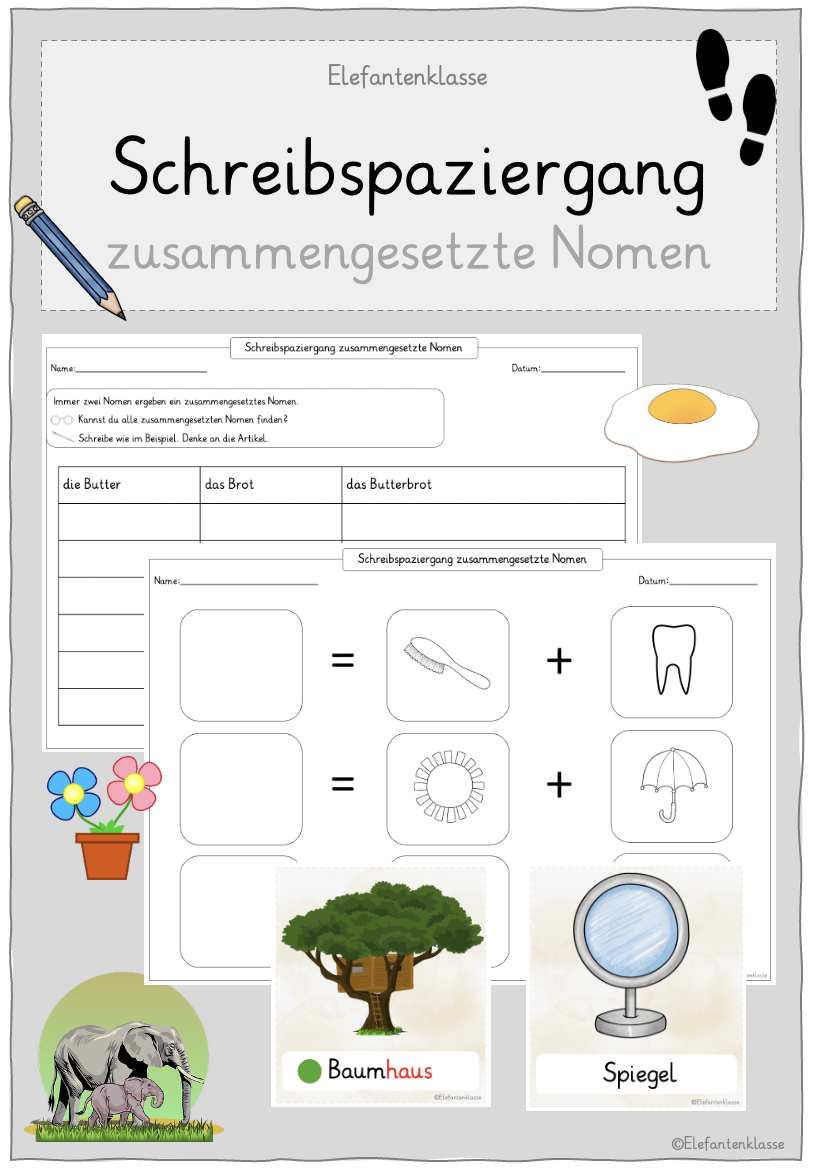 zusammengesetzte Nomen - Schreibspaziergang – Unterrichtsmaterial im ...