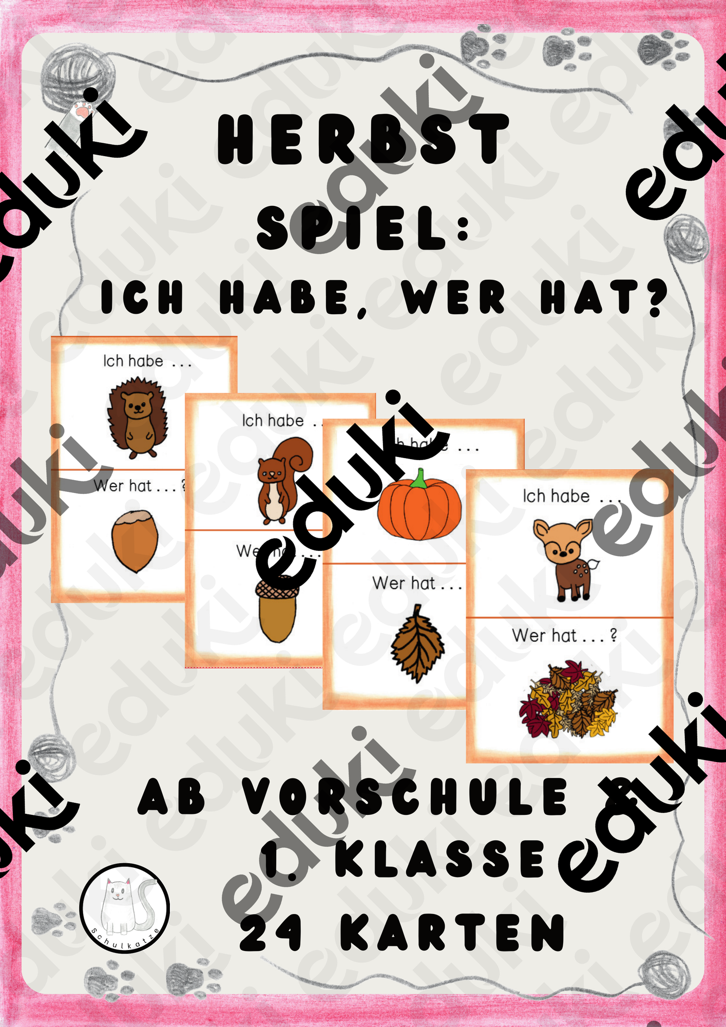 Herbst - Lernspiel: für Vorschule, 1.Klasse, Nichtleser ...