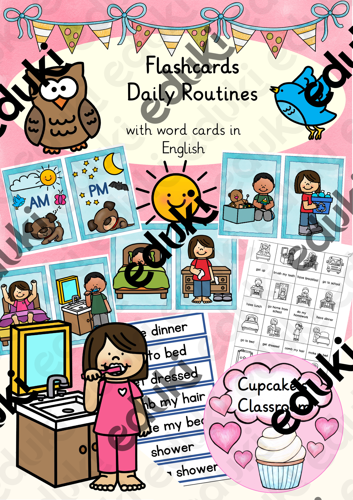 English - Daily routines (My day) - Flashcards - Materiale didattico ...