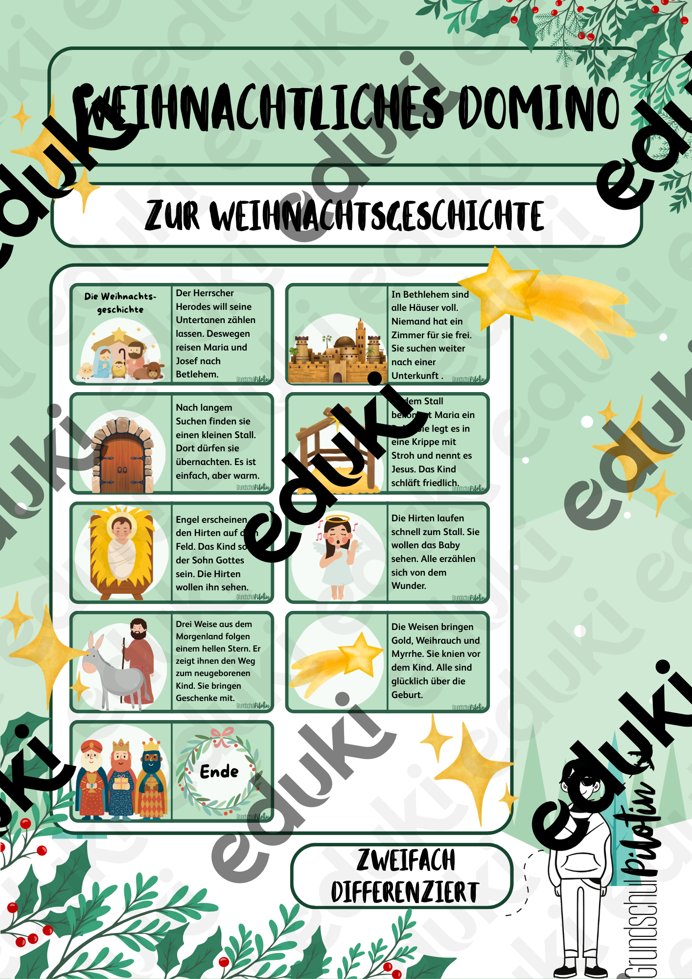 Kunterbuntes Domino zur Weihnachtsgeschichte – Unterrichtsmaterial im ...