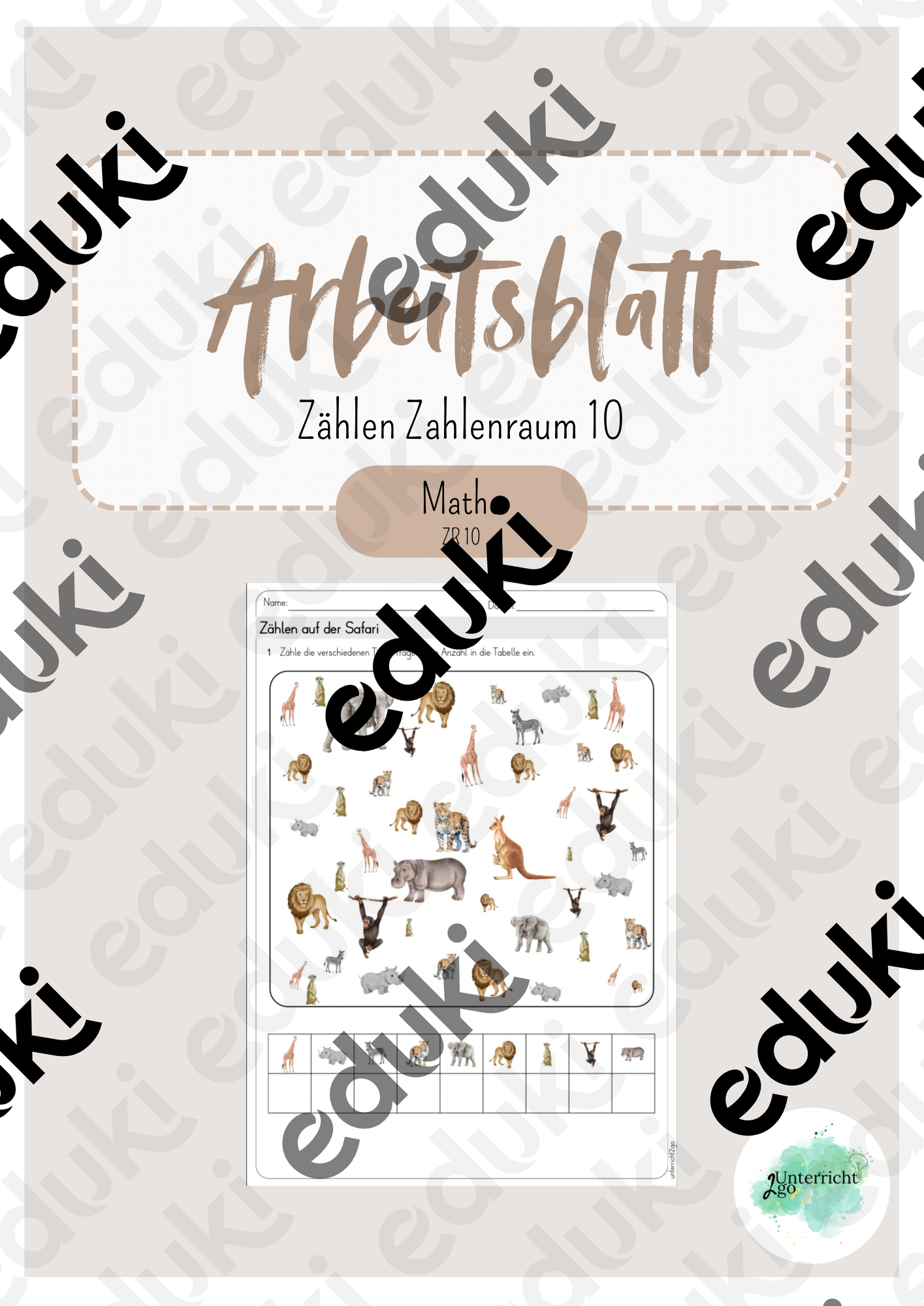 Zählen im Zahlenraum 10 - Arbeitsblatt – Unterrichtsmaterial im Fach ...