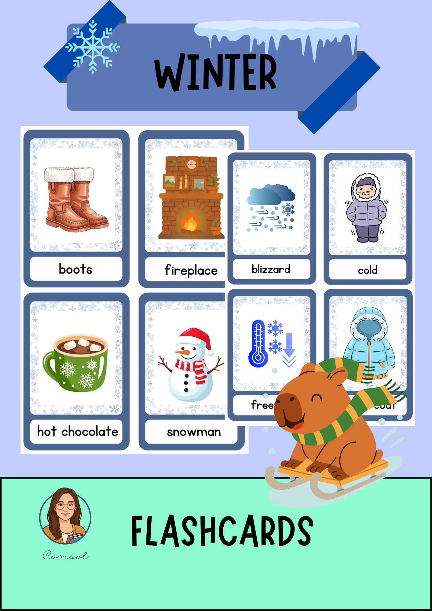 WINTER Flashcards - Tarjetas de vocabulario inglés Primaria - material ...