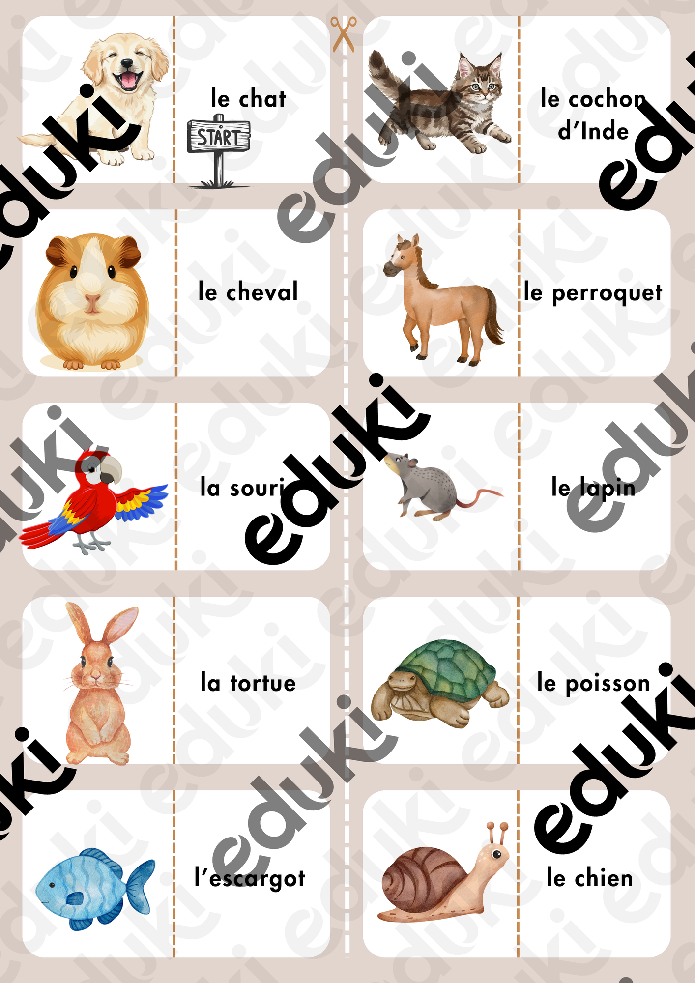 Domino les animaux – Unterrichtsmaterial im Fach Französisch