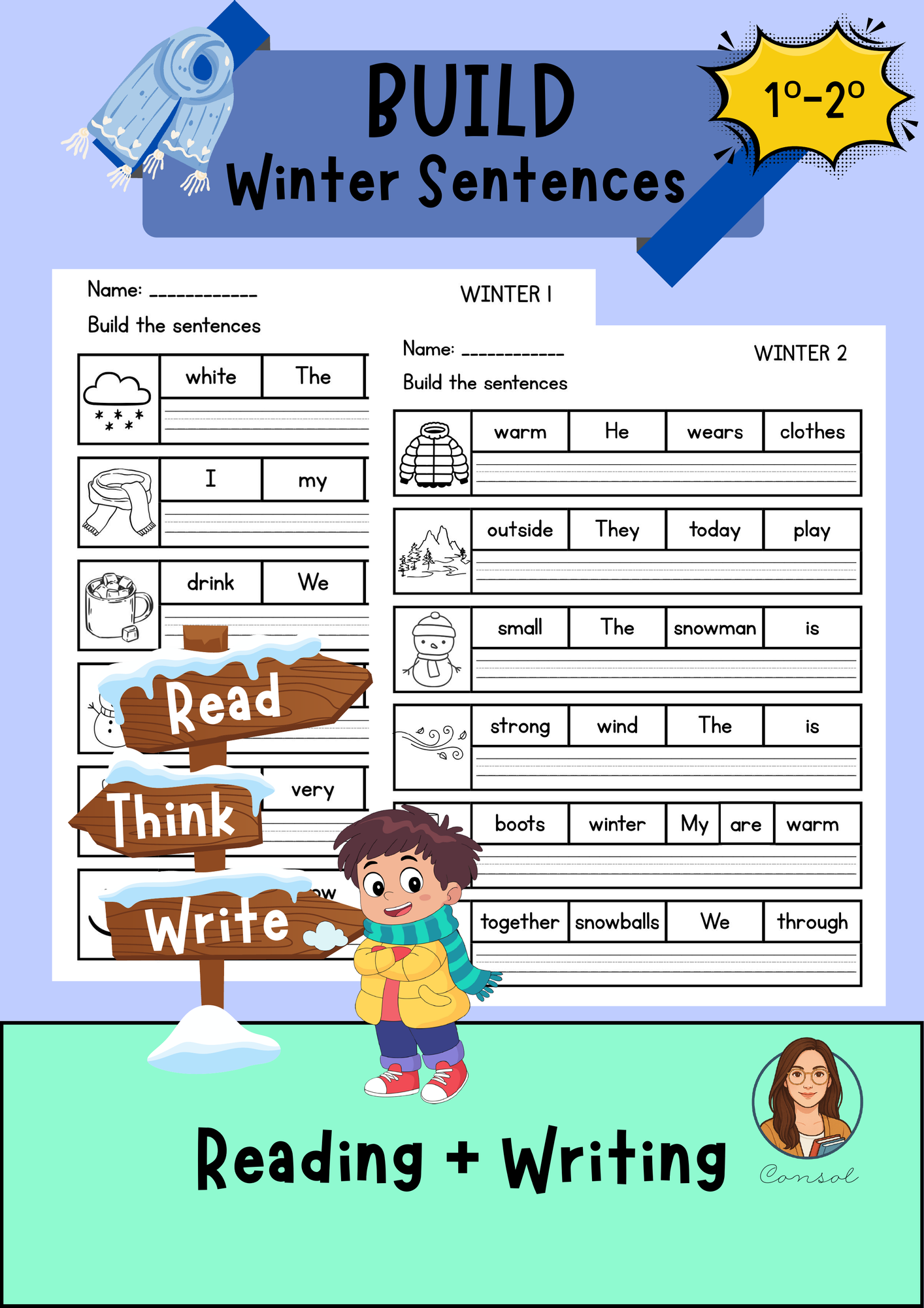 WINTER Build sentences - Reading + Writing (1º - 2º Primaria ...