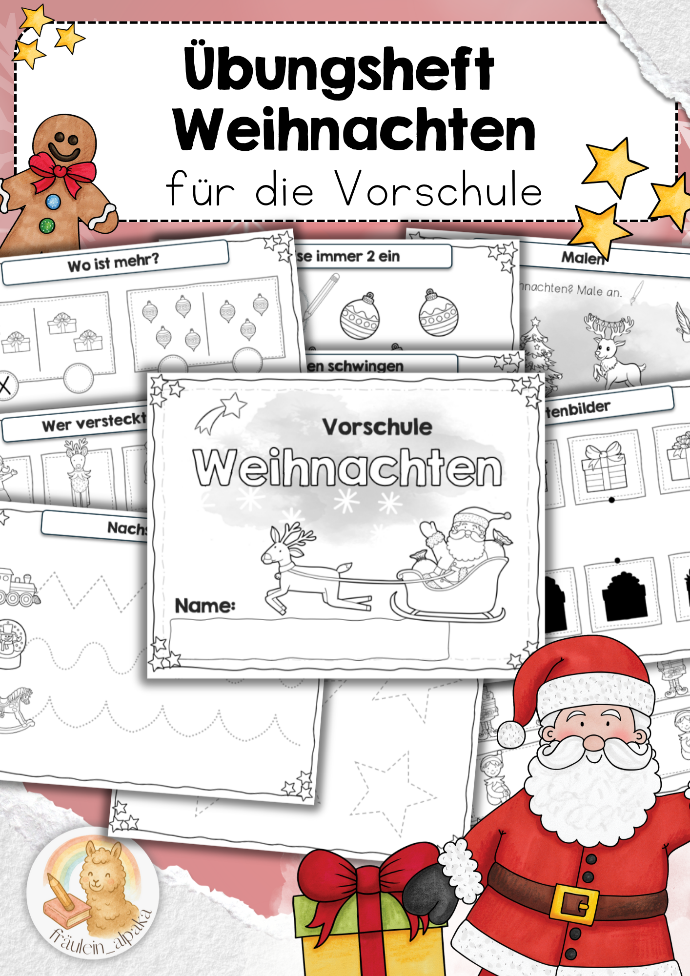 Weihnachten Vorschule – Übungsheft | Malen, Nachspuren, Zählen, Silben ...